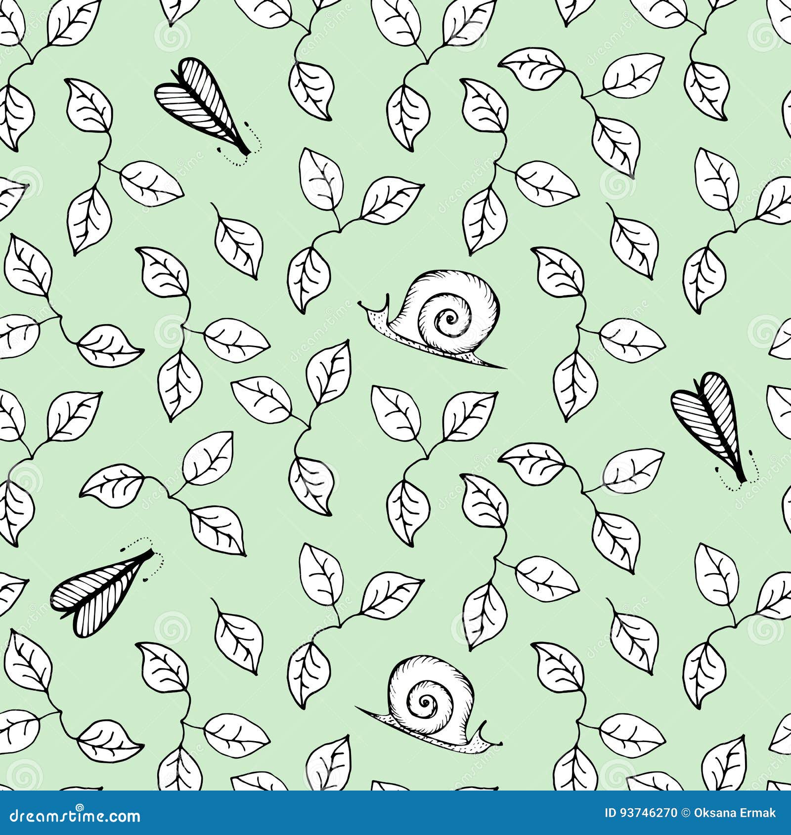 Hand Drawn Nature Pattern stock vector. Illustration of herb - 93746270