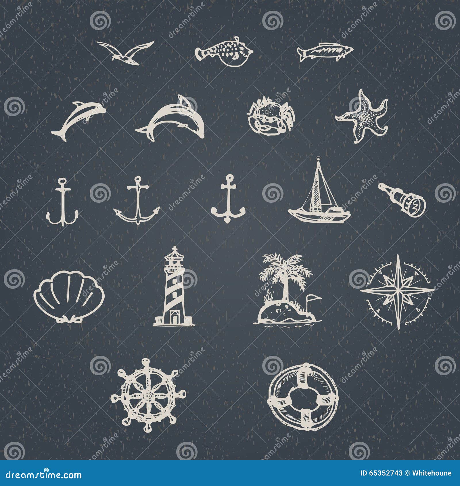 Hand drawn nautical set stock vector. Illustration of lighthouse - 65352743