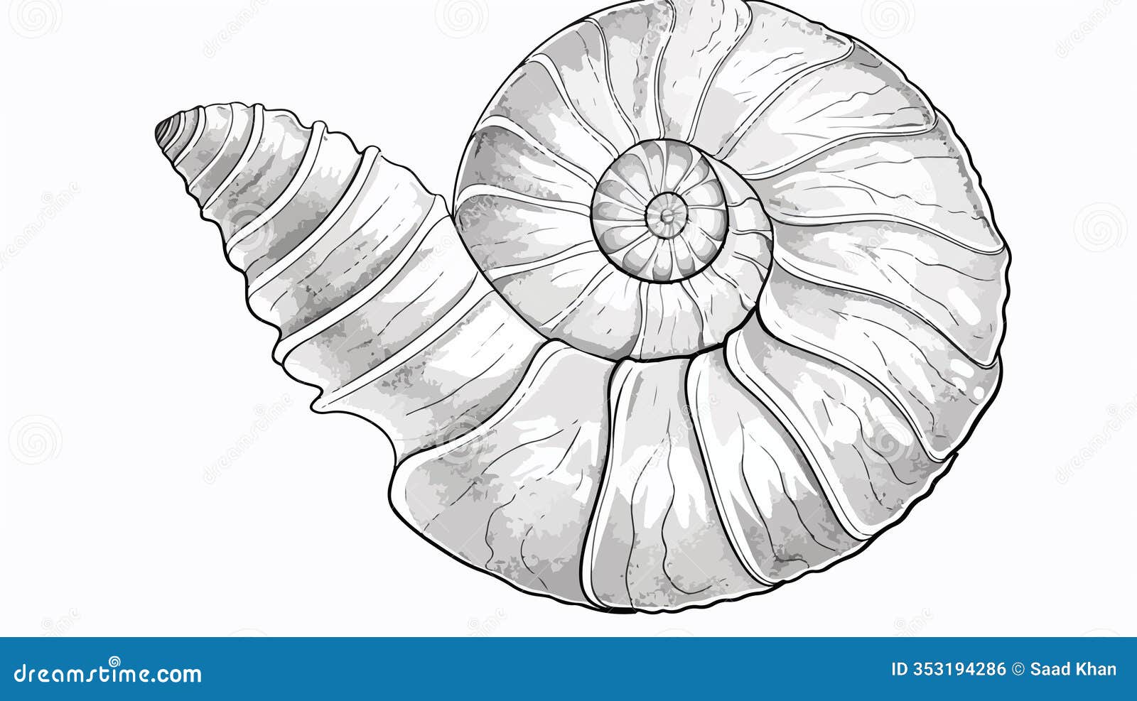 Hand Drawn Nautilus Shell Outline for Graphic Design Projects Stock ...