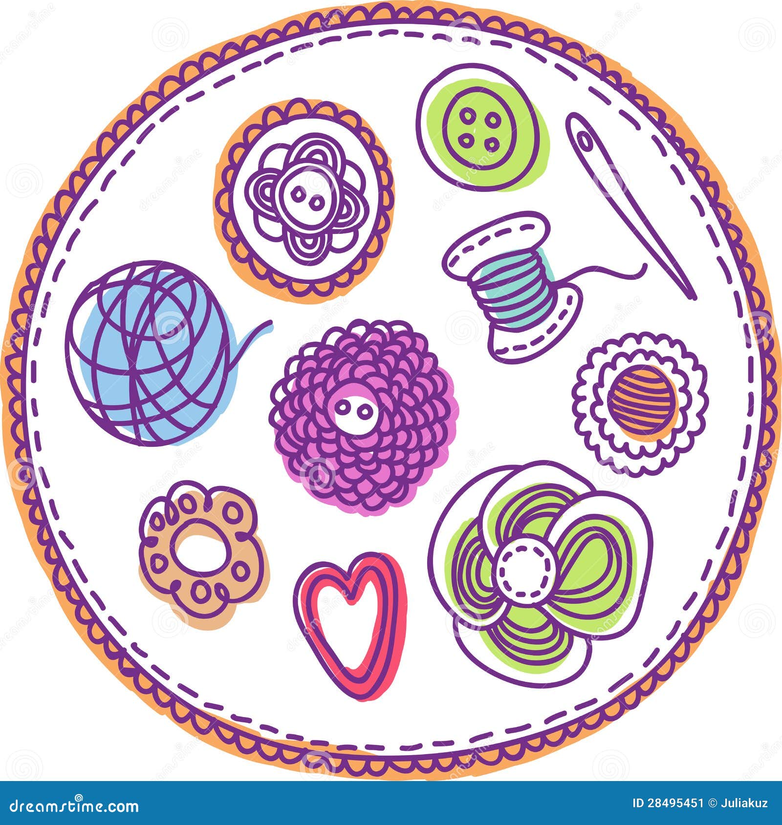 Hand-drawn Needlework Elements Stock Vector - Illustration of tailoring ...