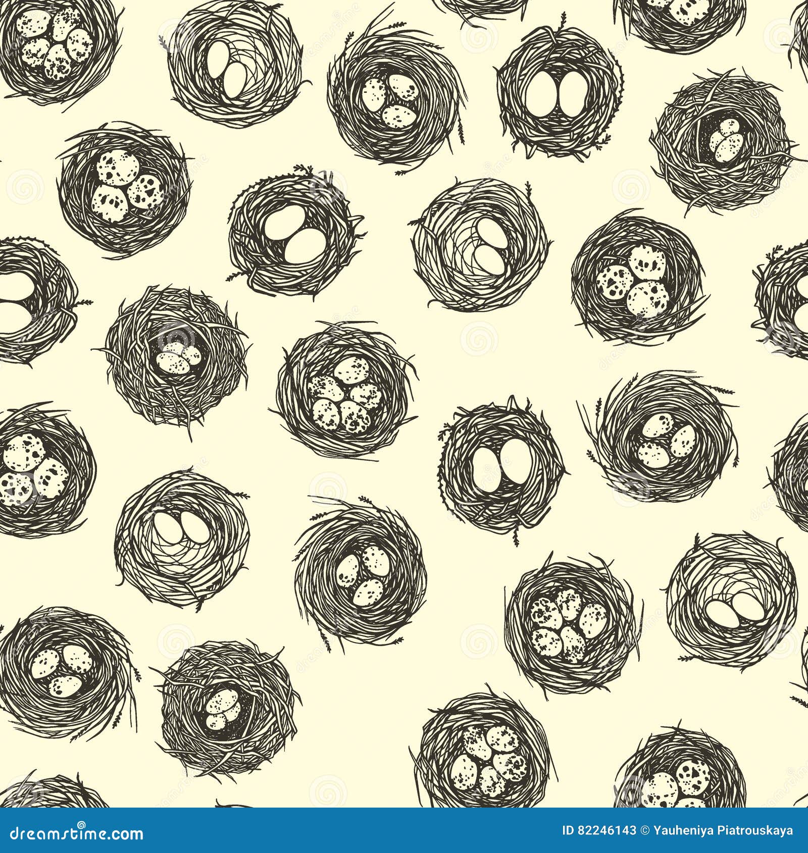 Hand drawn nests pattern stock vector. Illustration of animal - 82246143