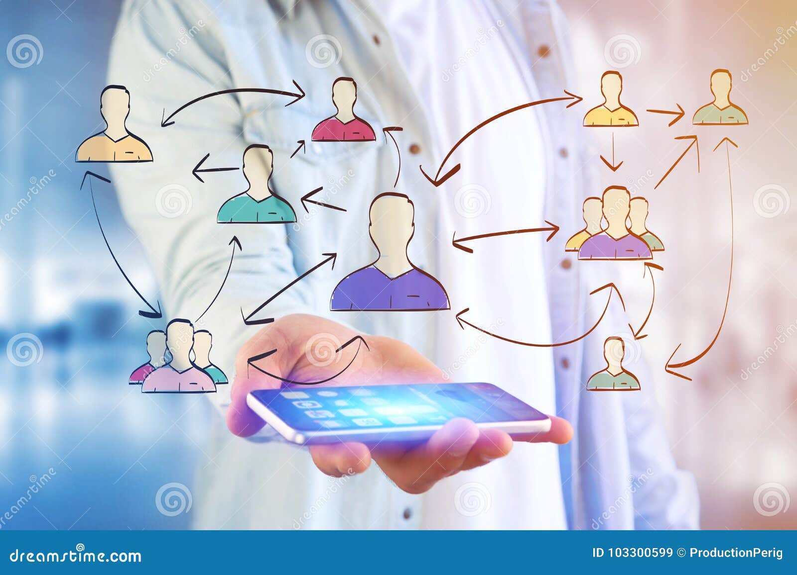 Hand Drawn Network Interaction with Different Group of People on Stock ...