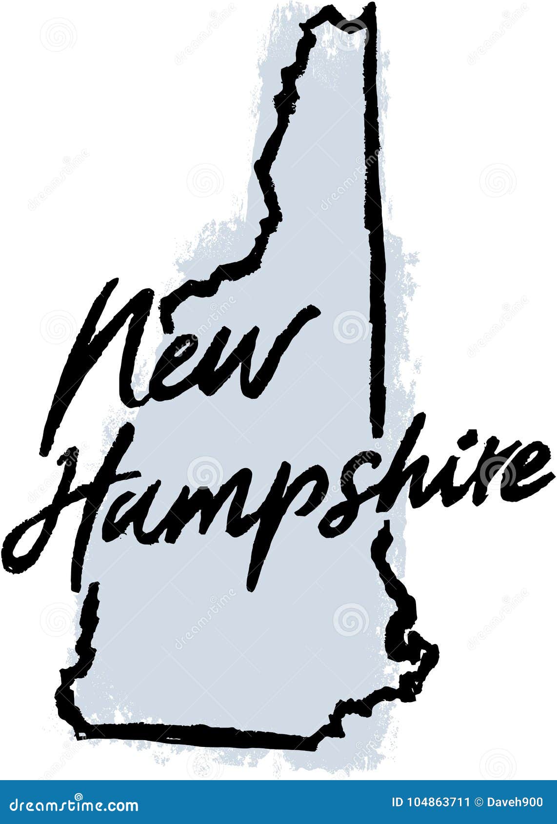 Hand Drawn New Hampshire State Design Stock Vector - Illustration of ...