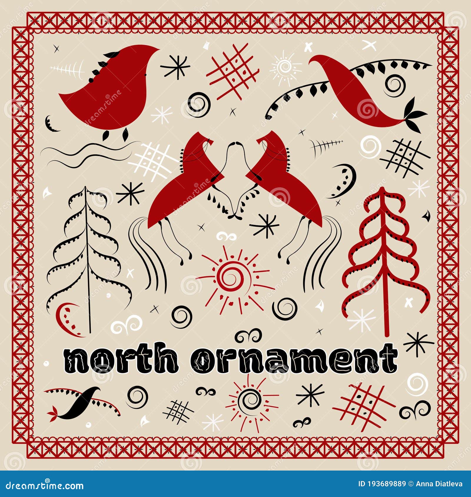 Hand Drawn North Folk Ornament, Vector Illustration Stock Illustration ...
