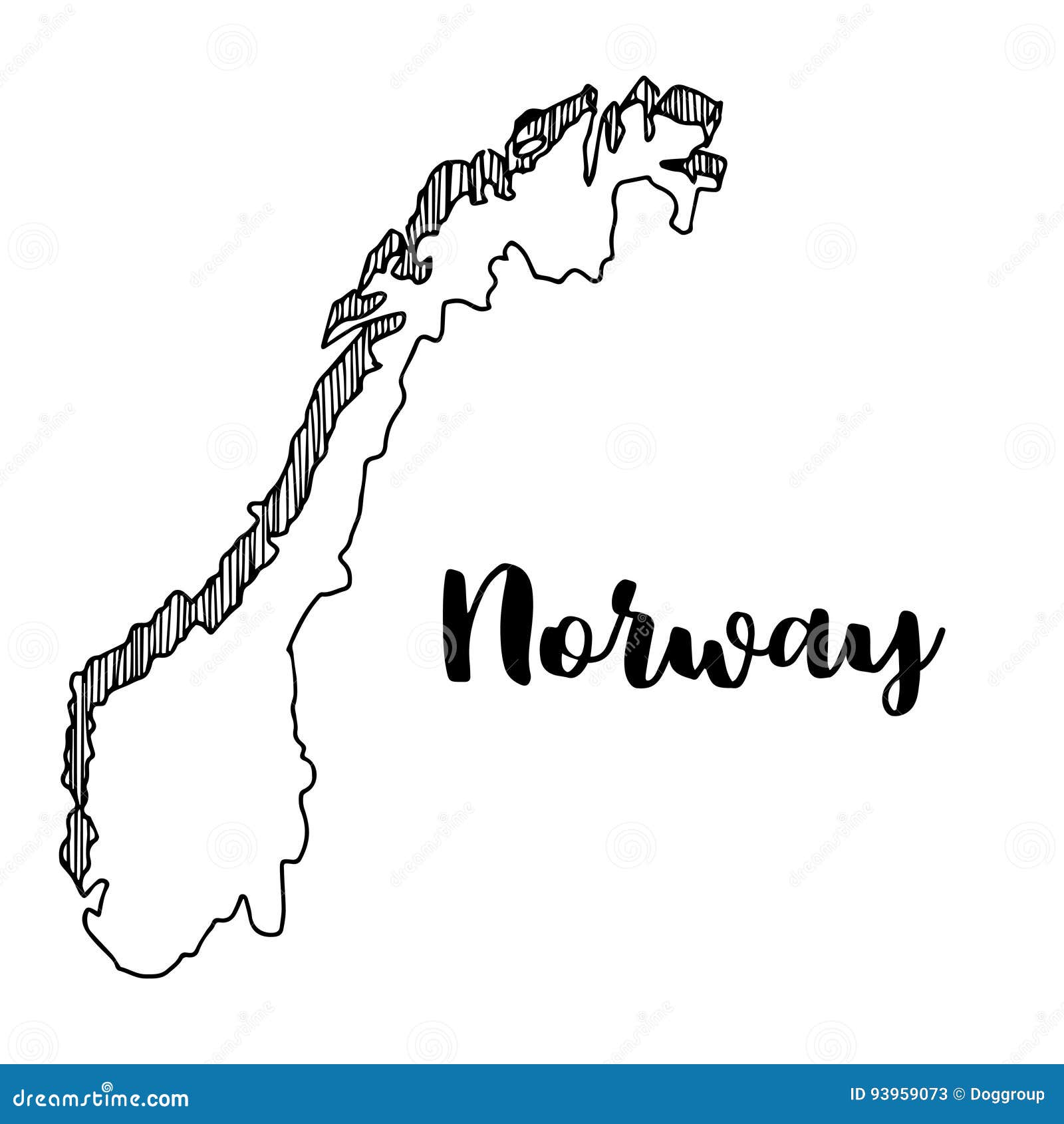 Hand Drawn of Norway Map, Illustration Stock Illustration ...