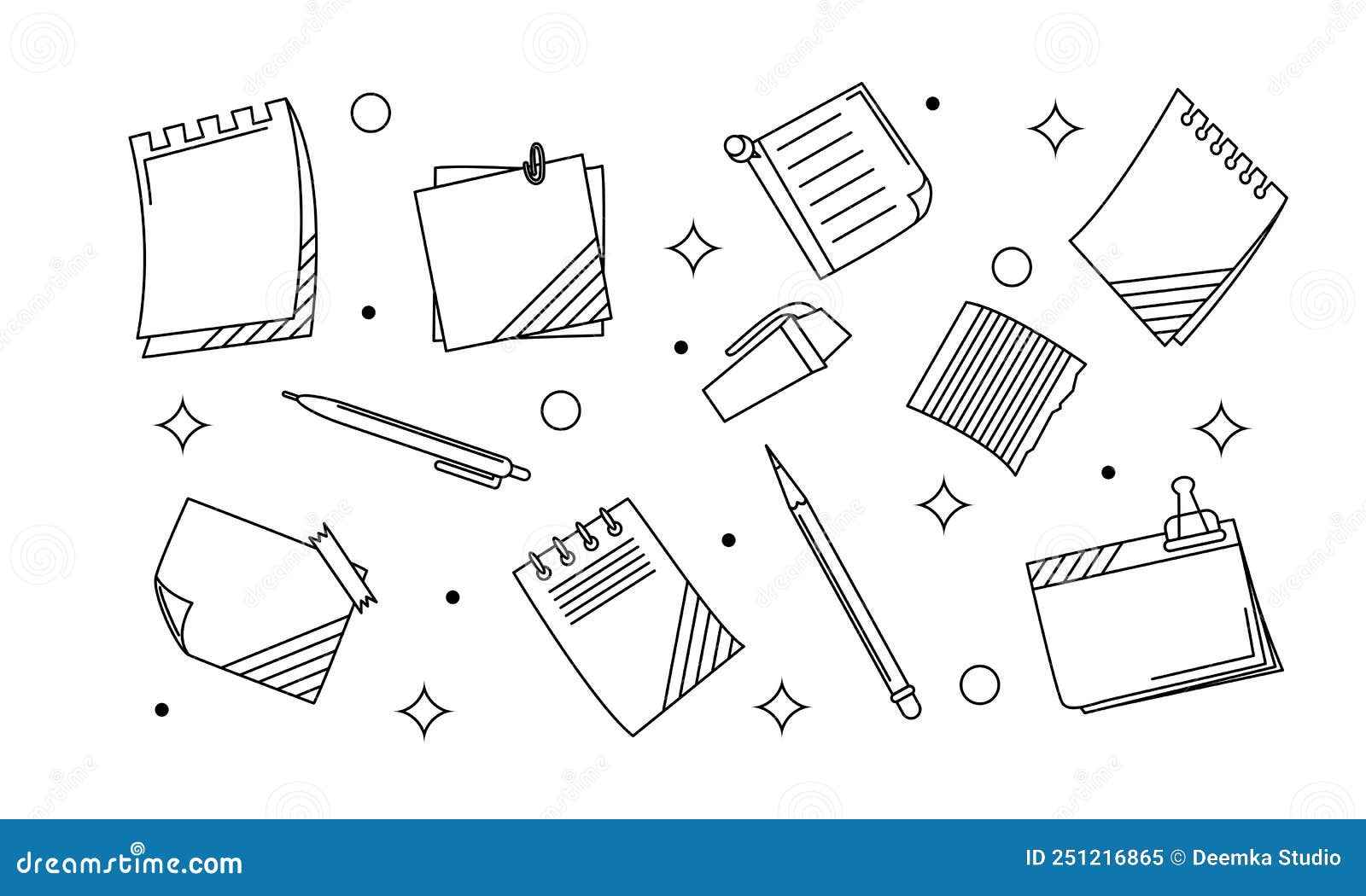 Hand Drawn Note Paper Doodle Set. Sticky Notes Set Editorial Image ...