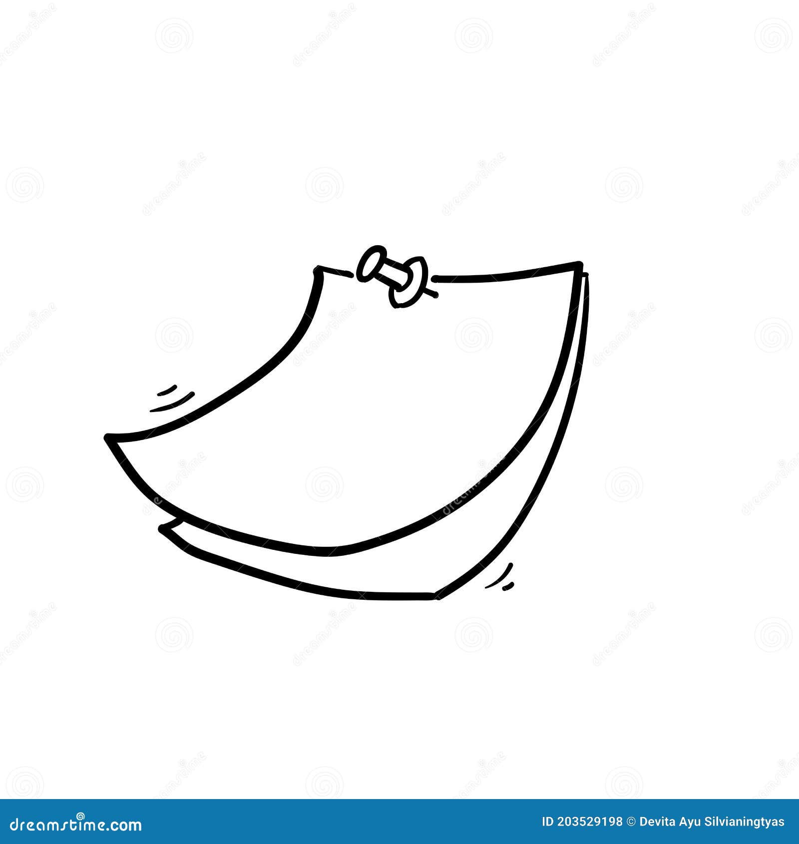 Hand Drawn Note Paper with Push Button Icon, Reminder Sticker Pinned ...