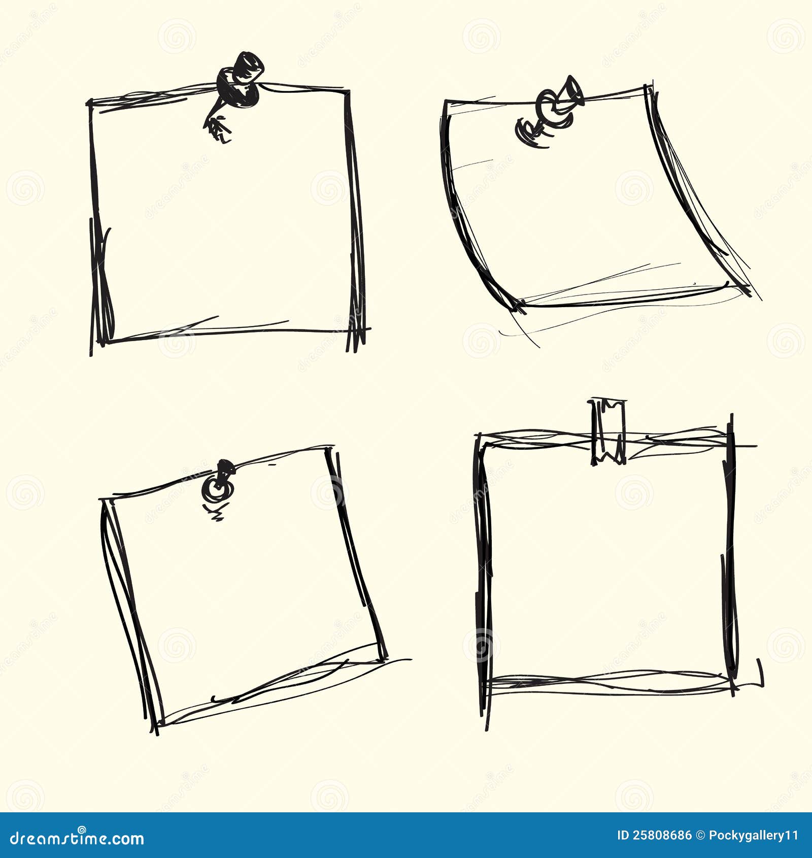 Hand drawn note papers stock vector. Illustration of concept - 25808686