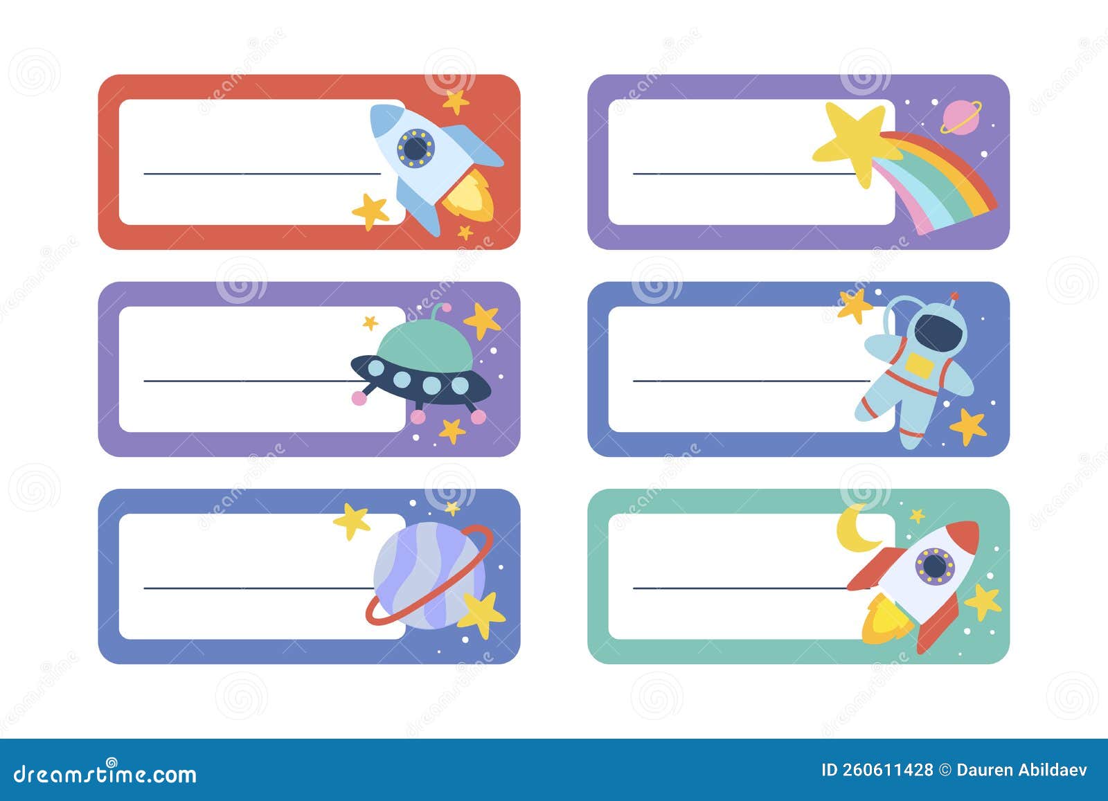 Hand Drawn Notebook Label Set Vector Illustration. Stock Vector ...