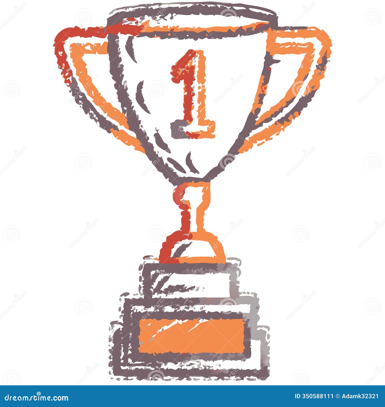 Hand-Drawn Number One Trophy Vector for Achievement Celebration Stock ...