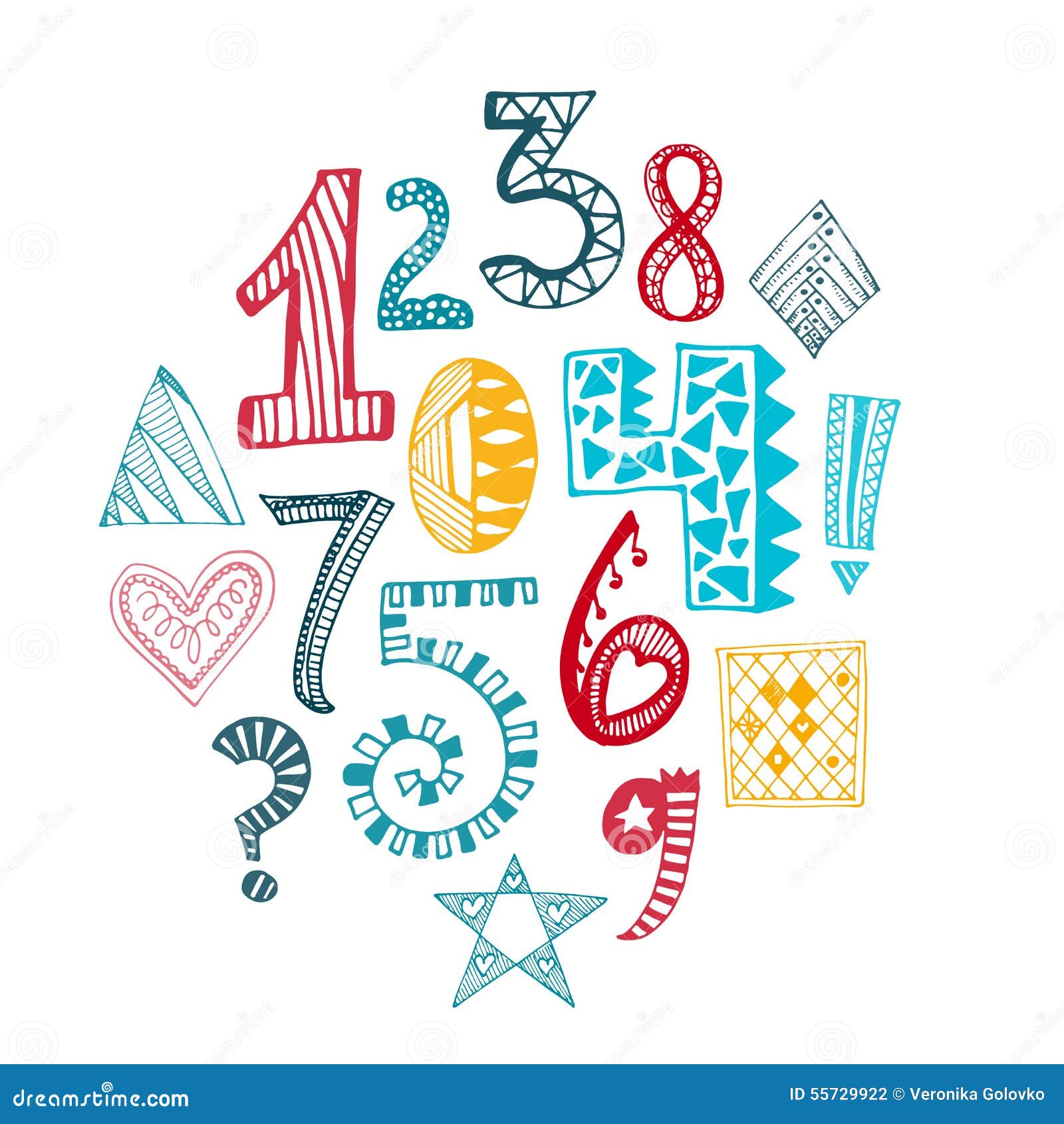 Hand Drawn Numbers Collection Stock Vector - Illustration of icon ...