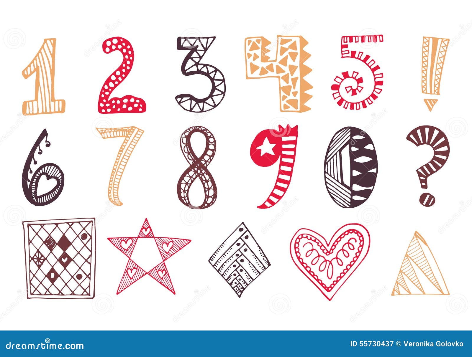 Hand Drawn Numbers Collection Stock Vector - Illustration of icon ...