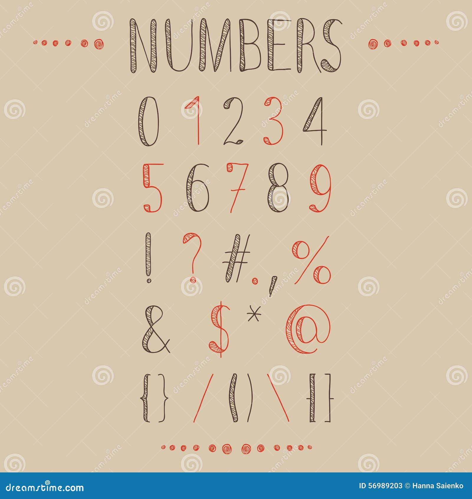 Hand Drawn Numbers with Most Common Keystrokes, Question Marks, Points ...