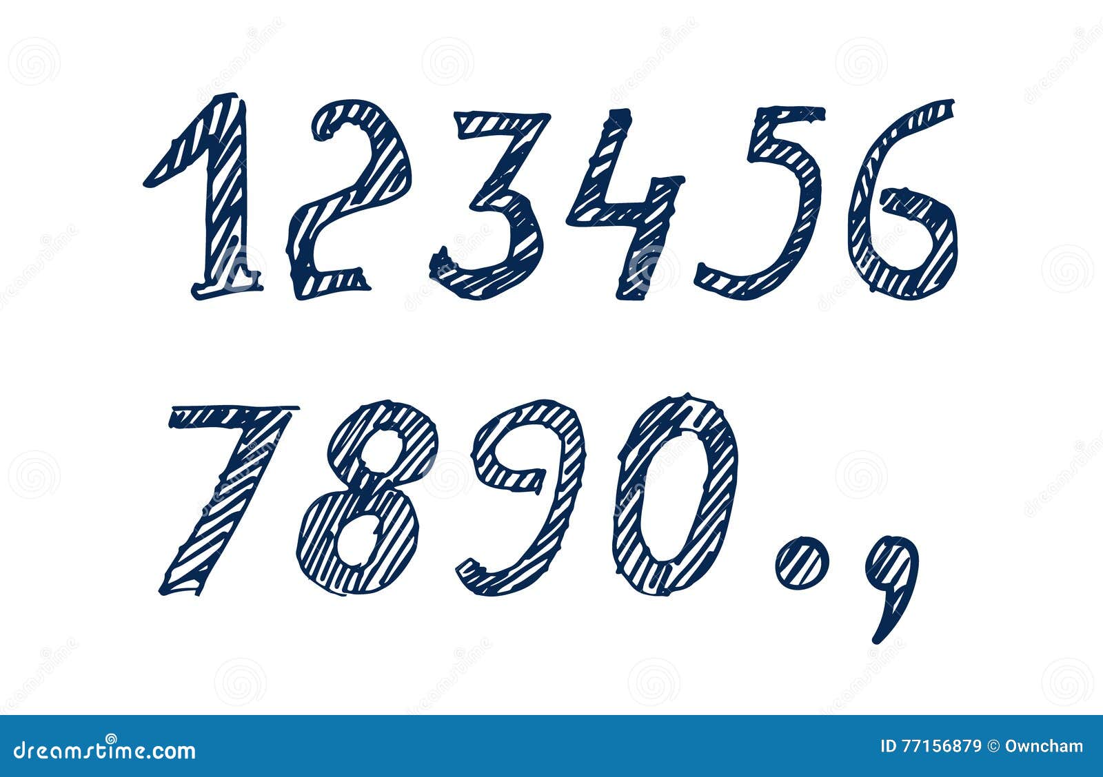 Hand drawn numbers stock vector. Illustration of count - 77156879