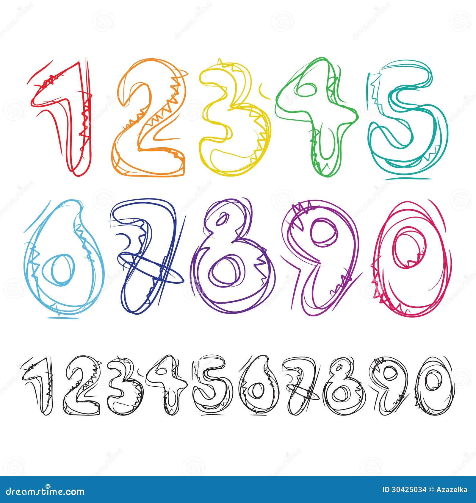 Hand drawn numbers stock vector. Illustration of communicate - 30425034