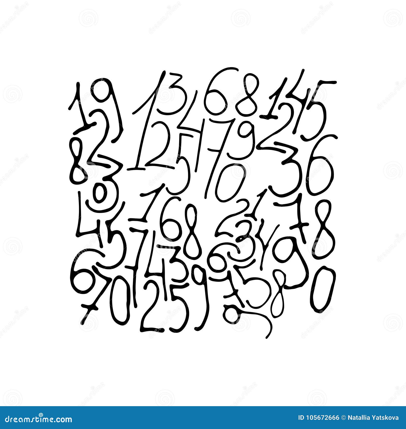 Hand drawn numbers to ten stock vector. Illustration of paint - 105672666