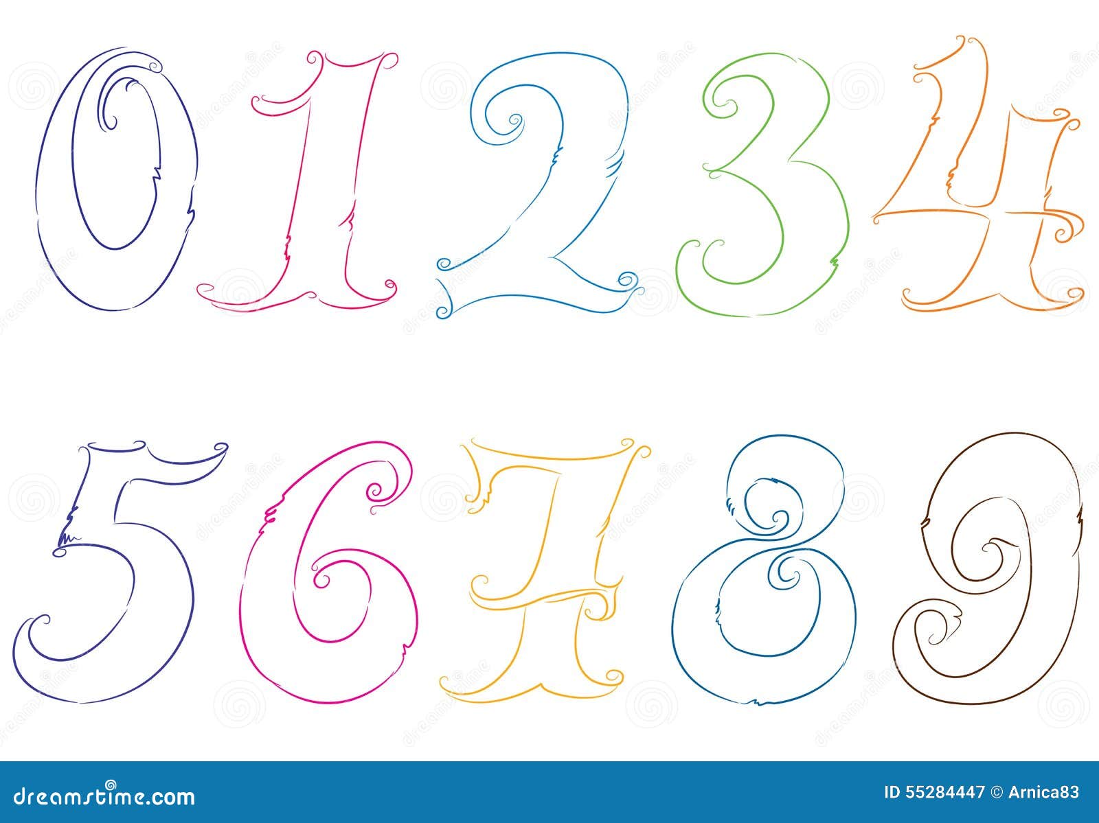 Hand drawn numbers stock vector. Illustration of seven - 55284447