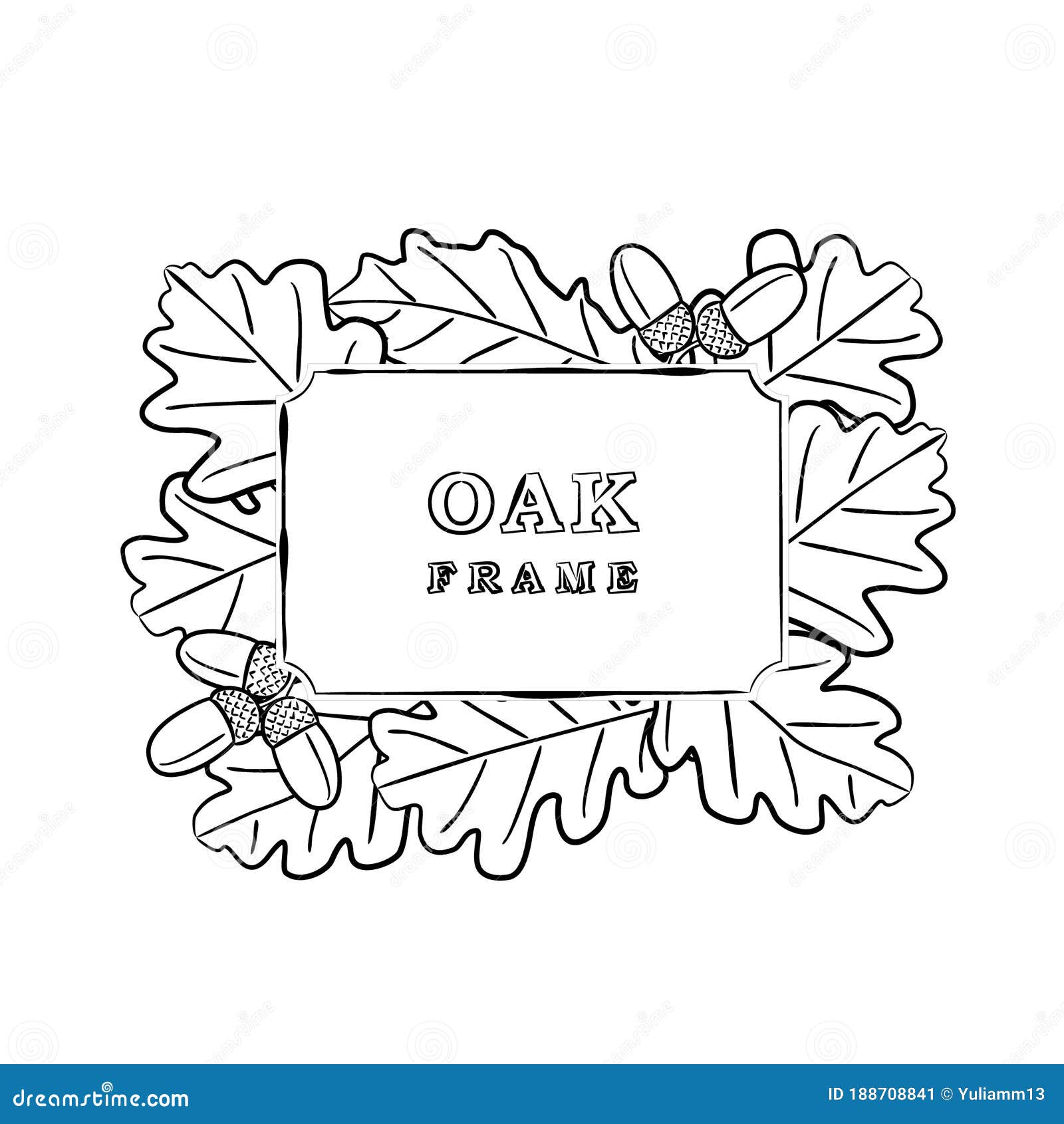 Hand drawn oak frame stock vector. Illustration of pattern - 188708841
