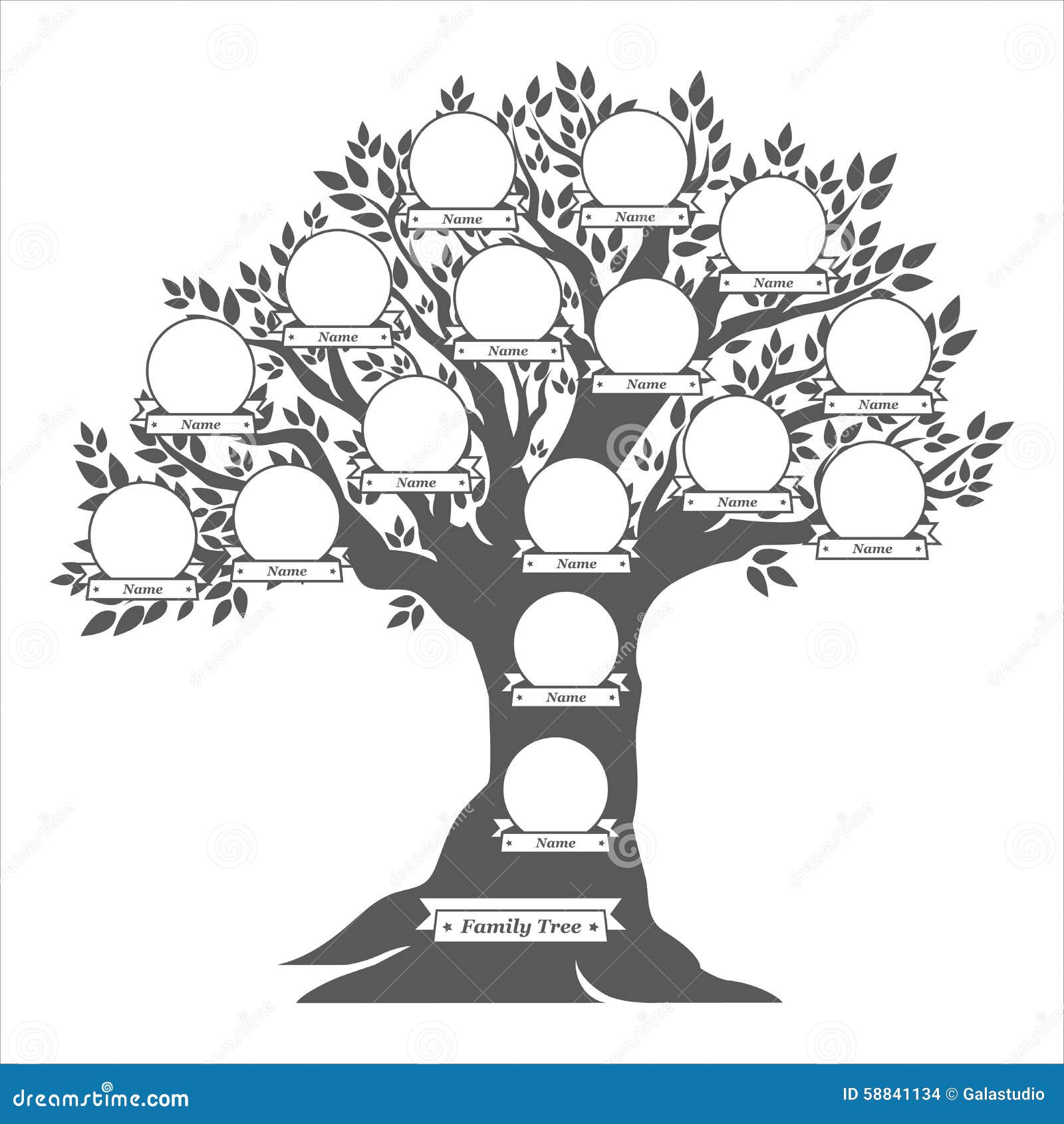Hand Drawn Oak Tree. Family Tree Stock Illustration - Illustration of ...