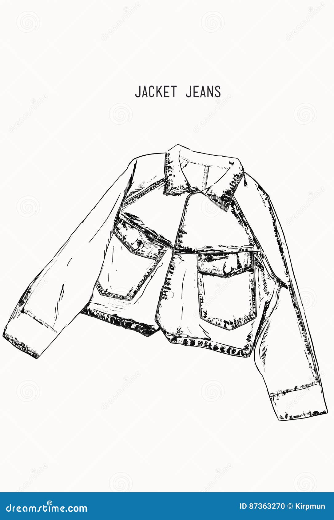 Hand-drawn Object Sketch Denim Jacket Jean. Stock Vector - Illustration ...