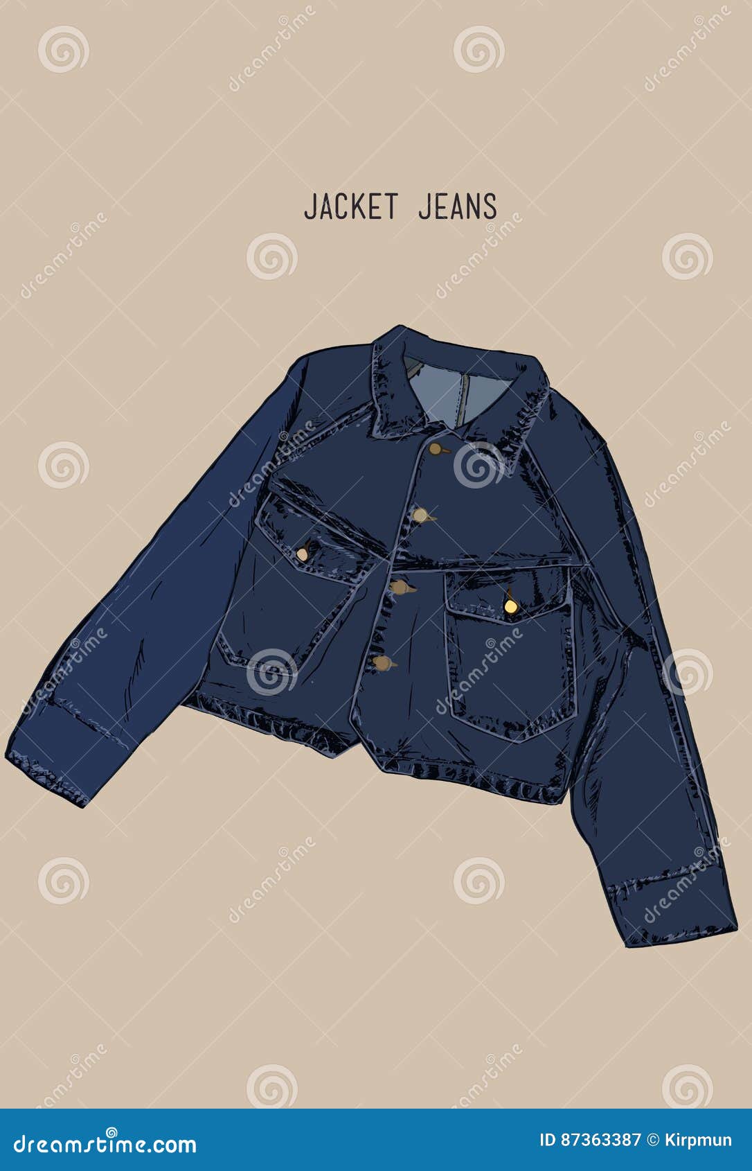 Hand-drawn Object Sketch Denim Jacket Jean. Stock Vector - Illustration ...