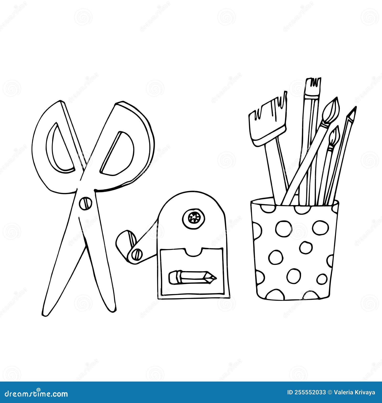 Hand-drawn Objects for Art Black and White Doodle Stock Vector ...