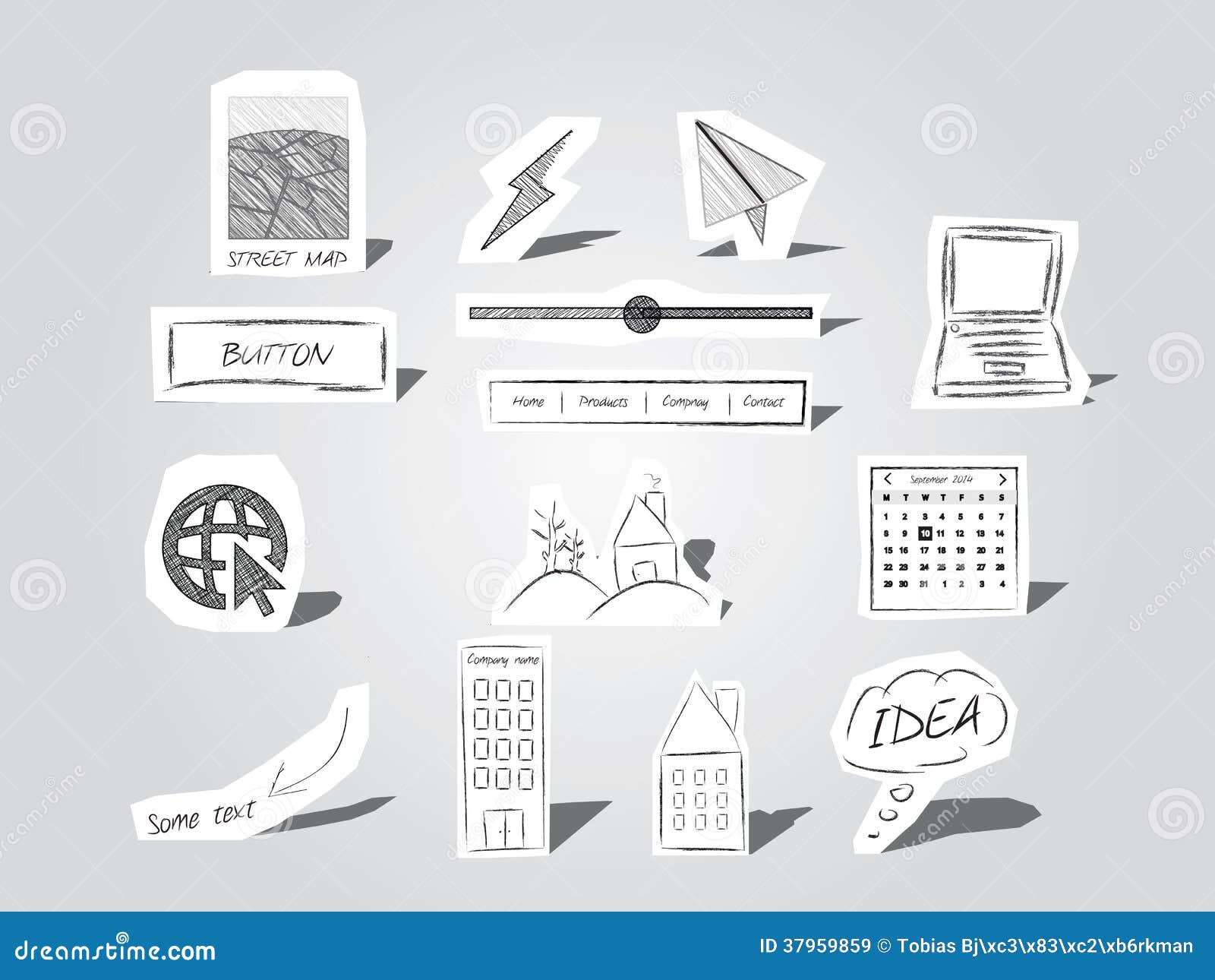 Hand drawn objects stock illustration. Illustration of paper - 37959859