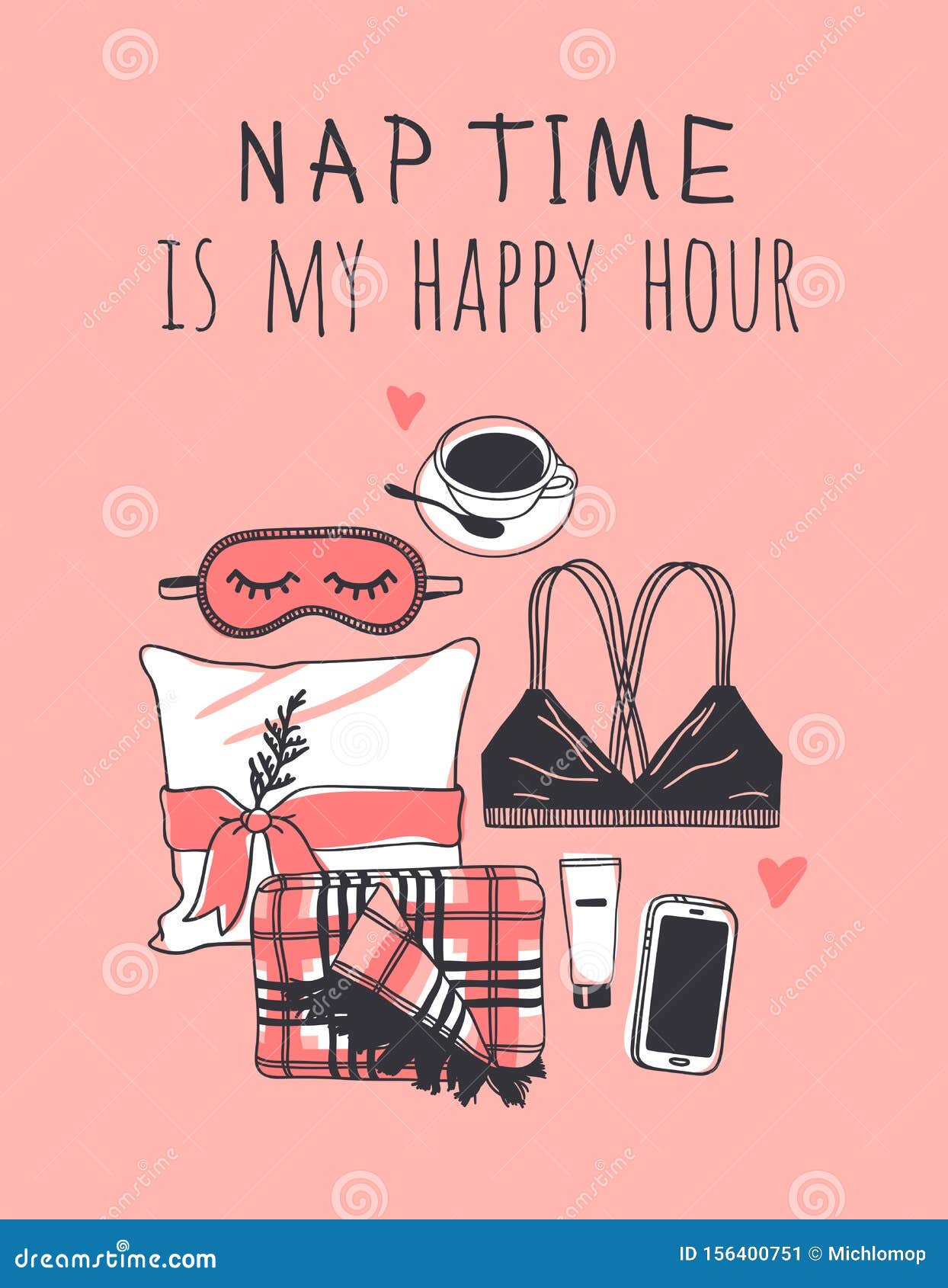 Hand Drawn Objects About Sleep Routines And Text.Vector Cozy ...