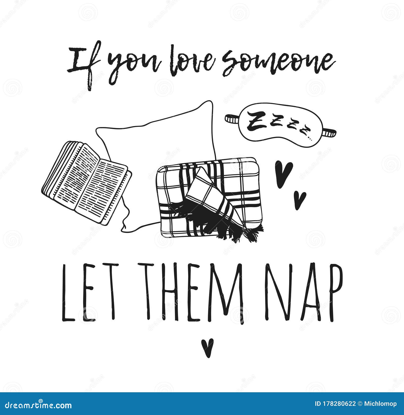 Hand Drawn Objects about Sleep Routines and Text.Vector Cozy ...