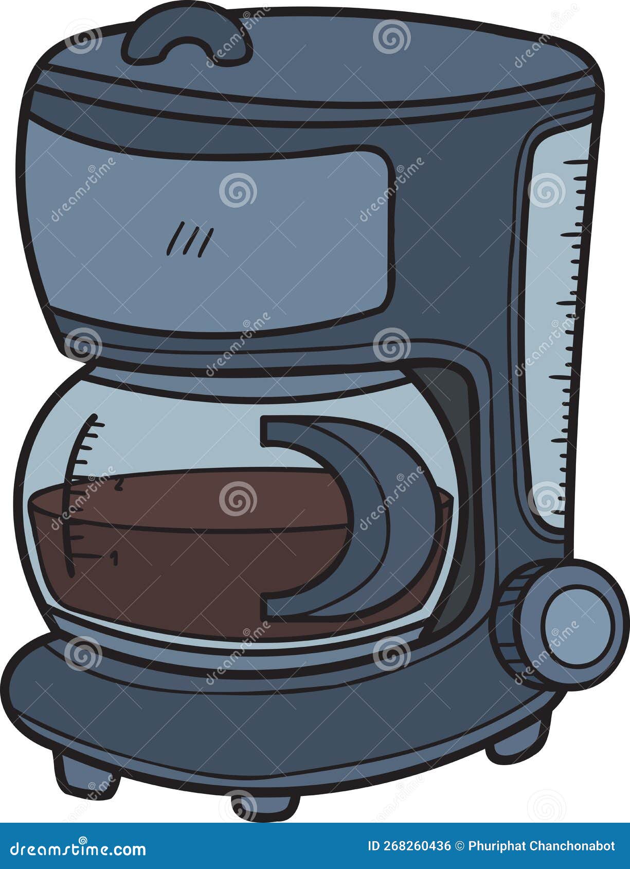 Hand Drawn Office Coffee Machine Illustration in Doodle Style Stock ...
