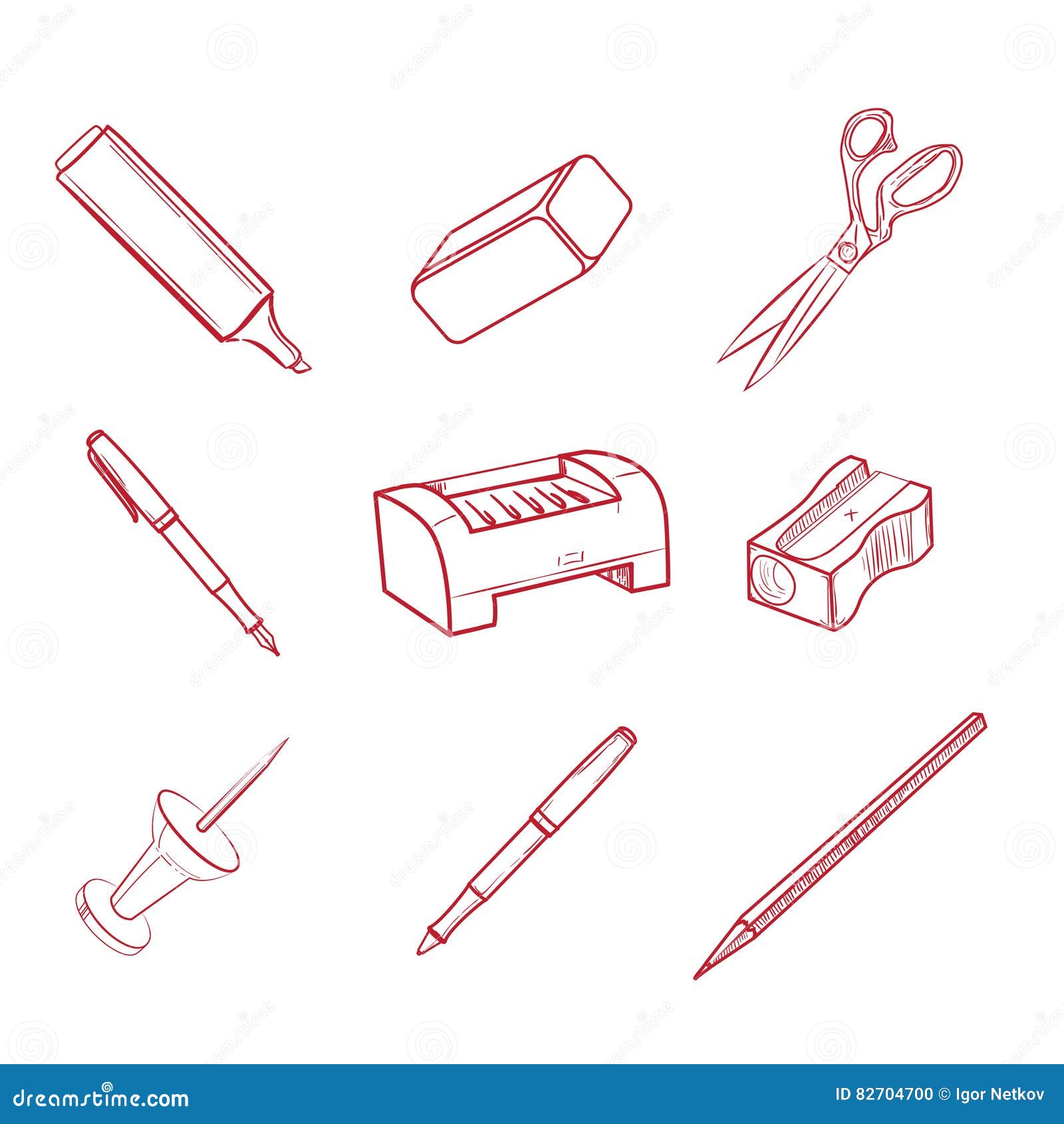 Hand-drawn Office Equipment Icons Stock Vector - Illustration of ...