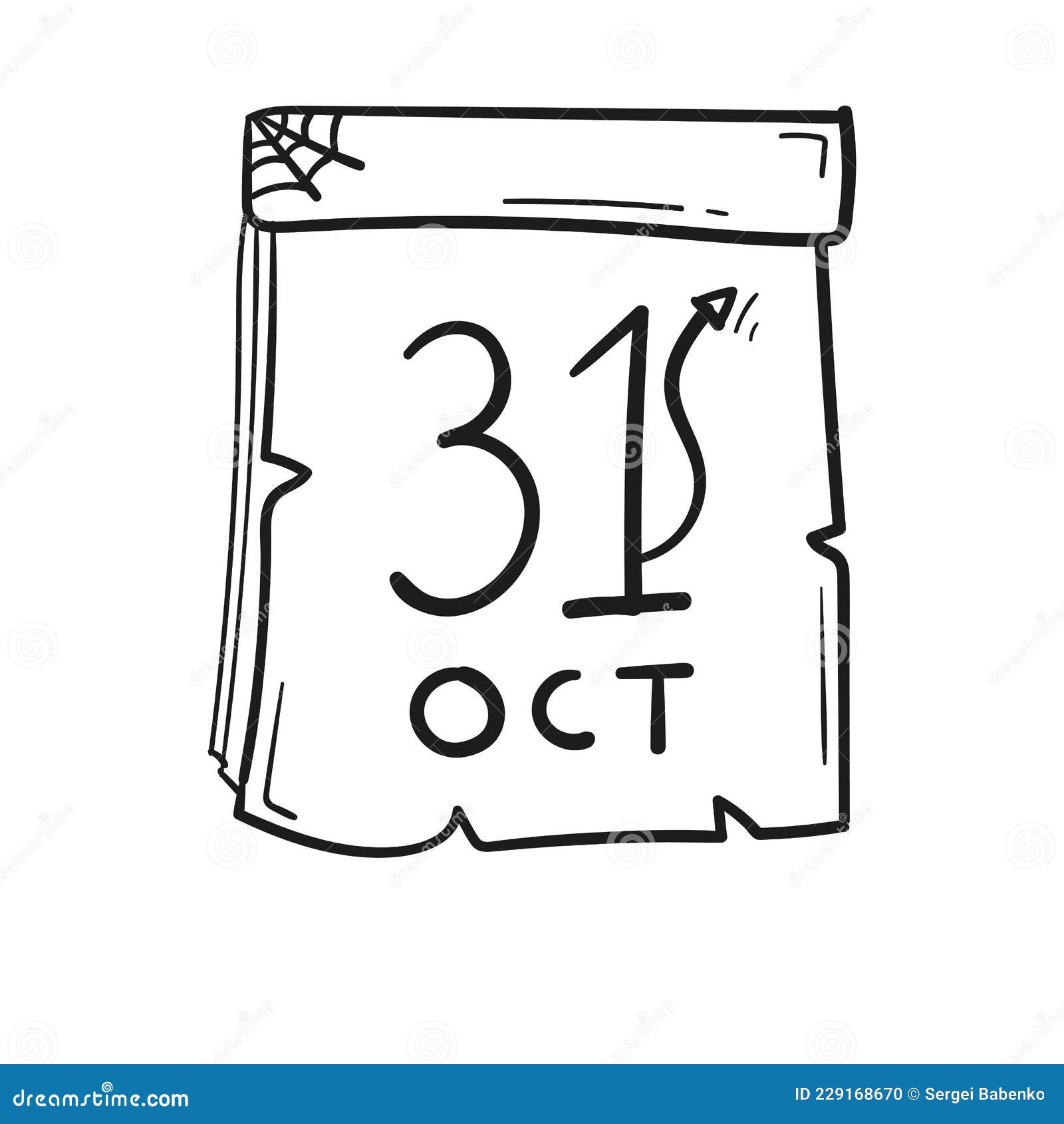 Hand Drawn Old October Calendar Icon in Doodle Style Isolated Stock ...