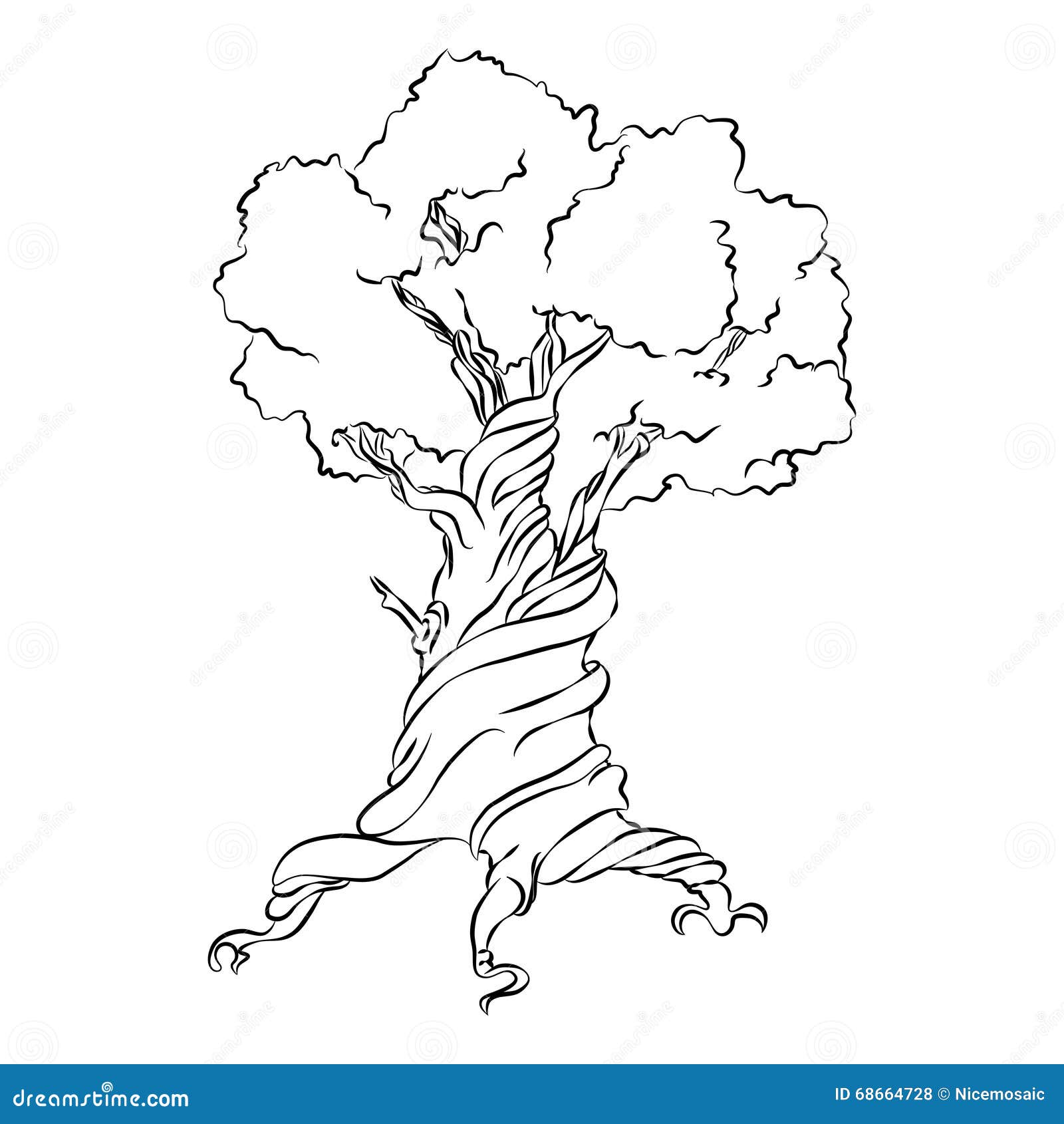 Hand Drawn Old Tree. Symbol on White Background Stock Vector ...