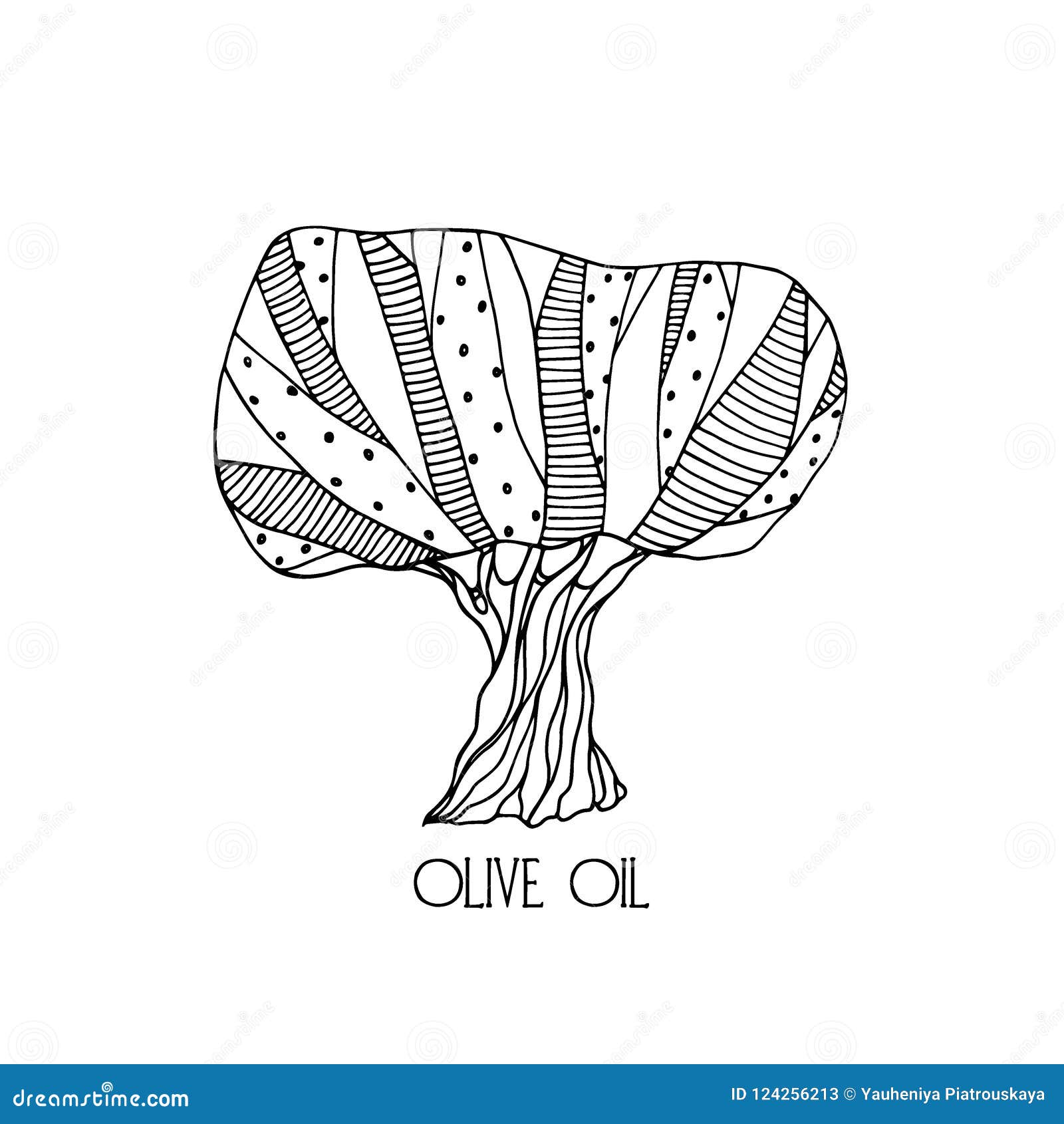 Hand drawn olive tree stock vector. Illustration of decoration - 124256213