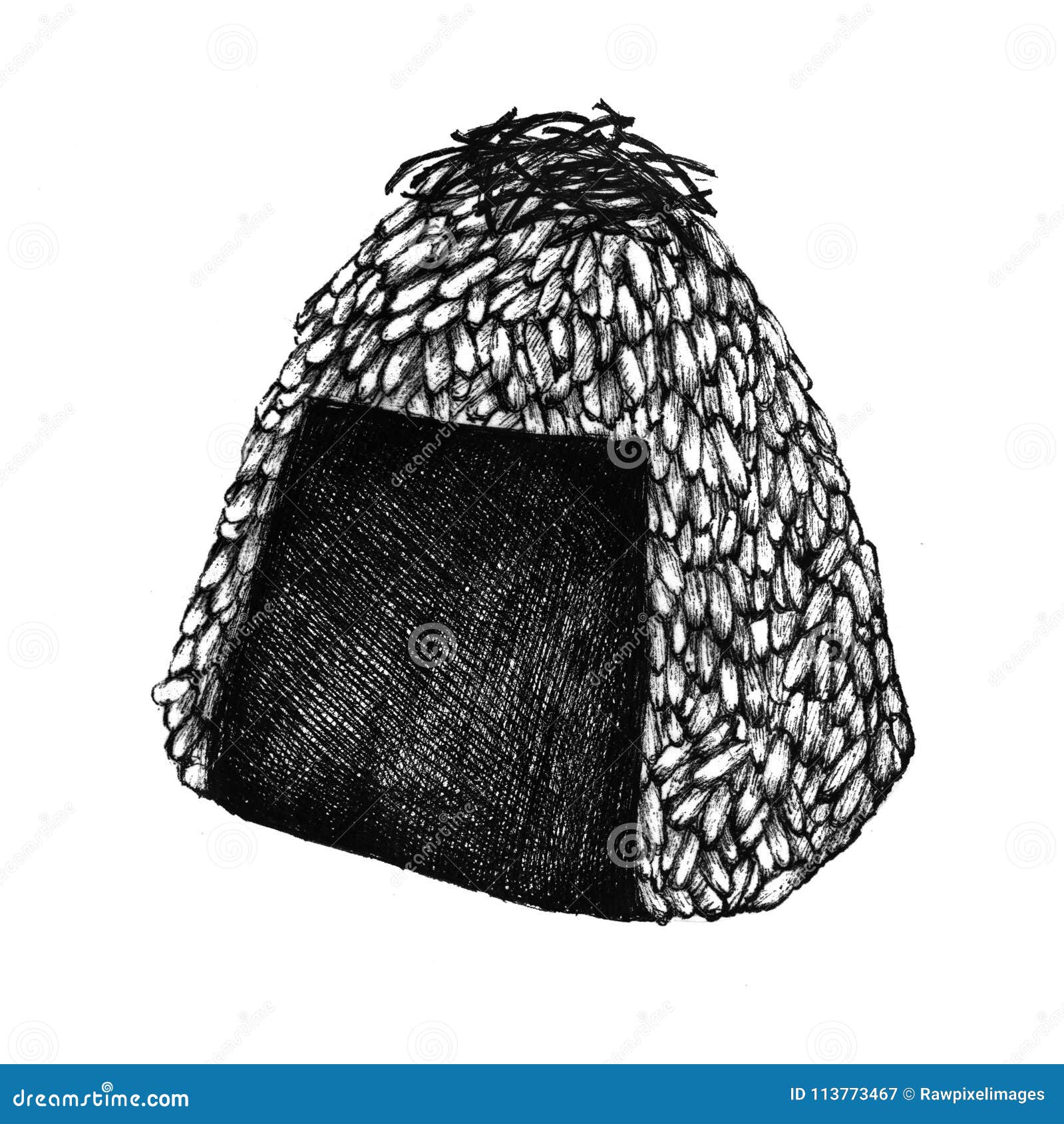 Hand Drawn Onigiri Rice Ball Stock Illustration - Illustration of ...