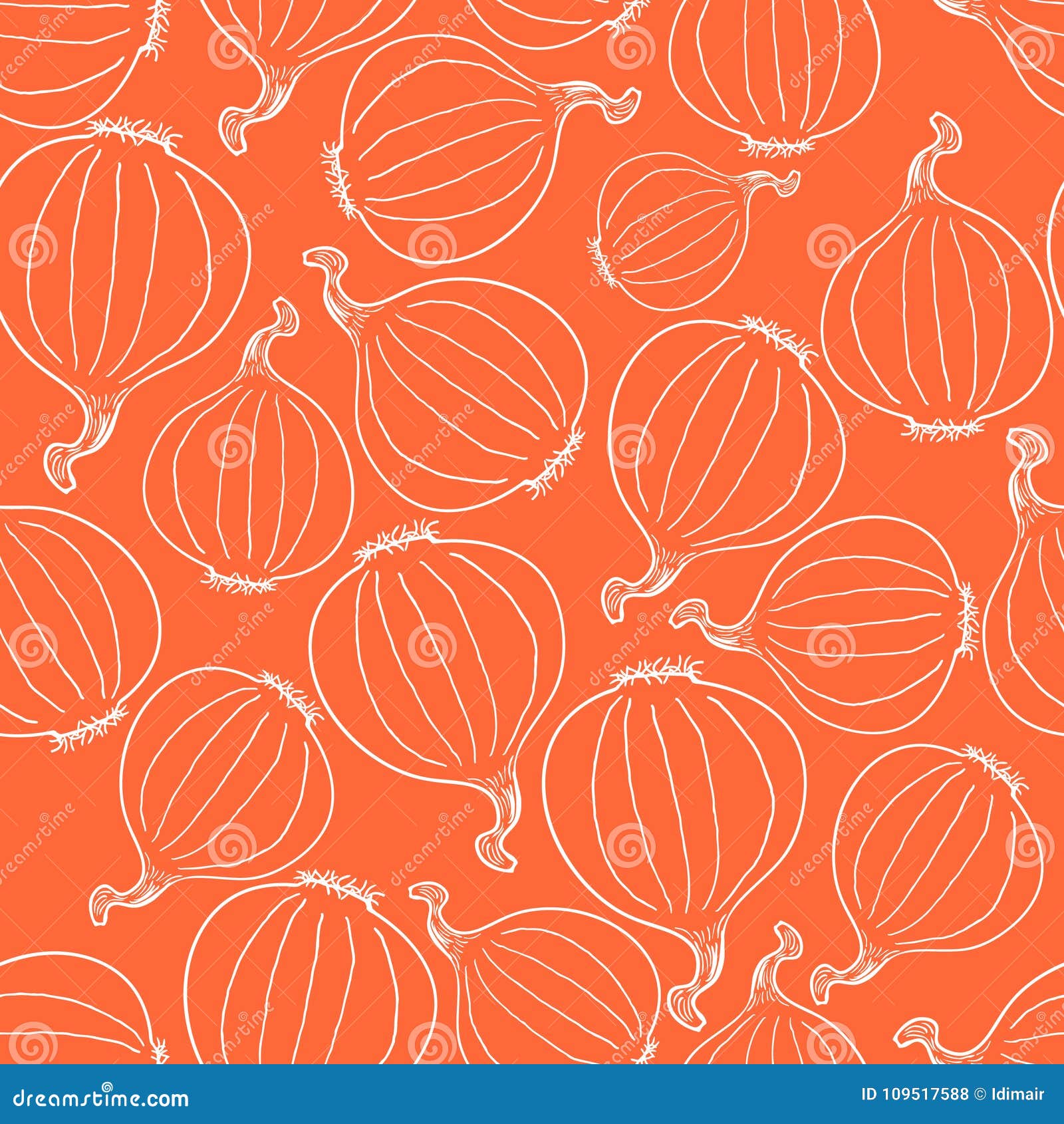 Hand Drawn Onion Seamless Pattern Background. Vector Stock Vector ...