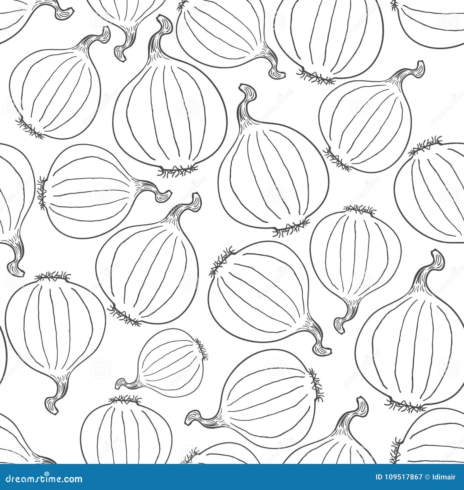 Hand Drawn Onion Seamless Pattern Background. Vector Stock Vector ...