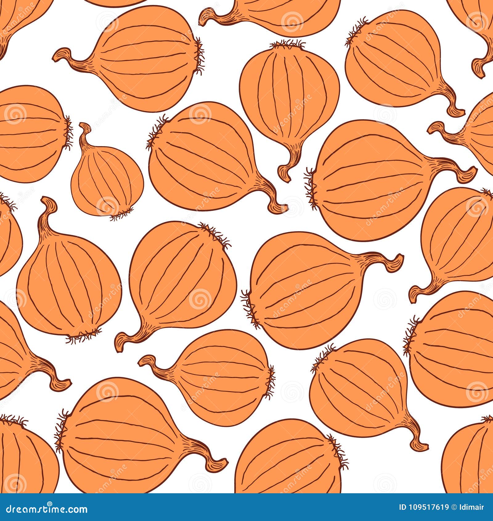 Hand Drawn Onion Seamless Pattern Background. Vector Stock Vector ...
