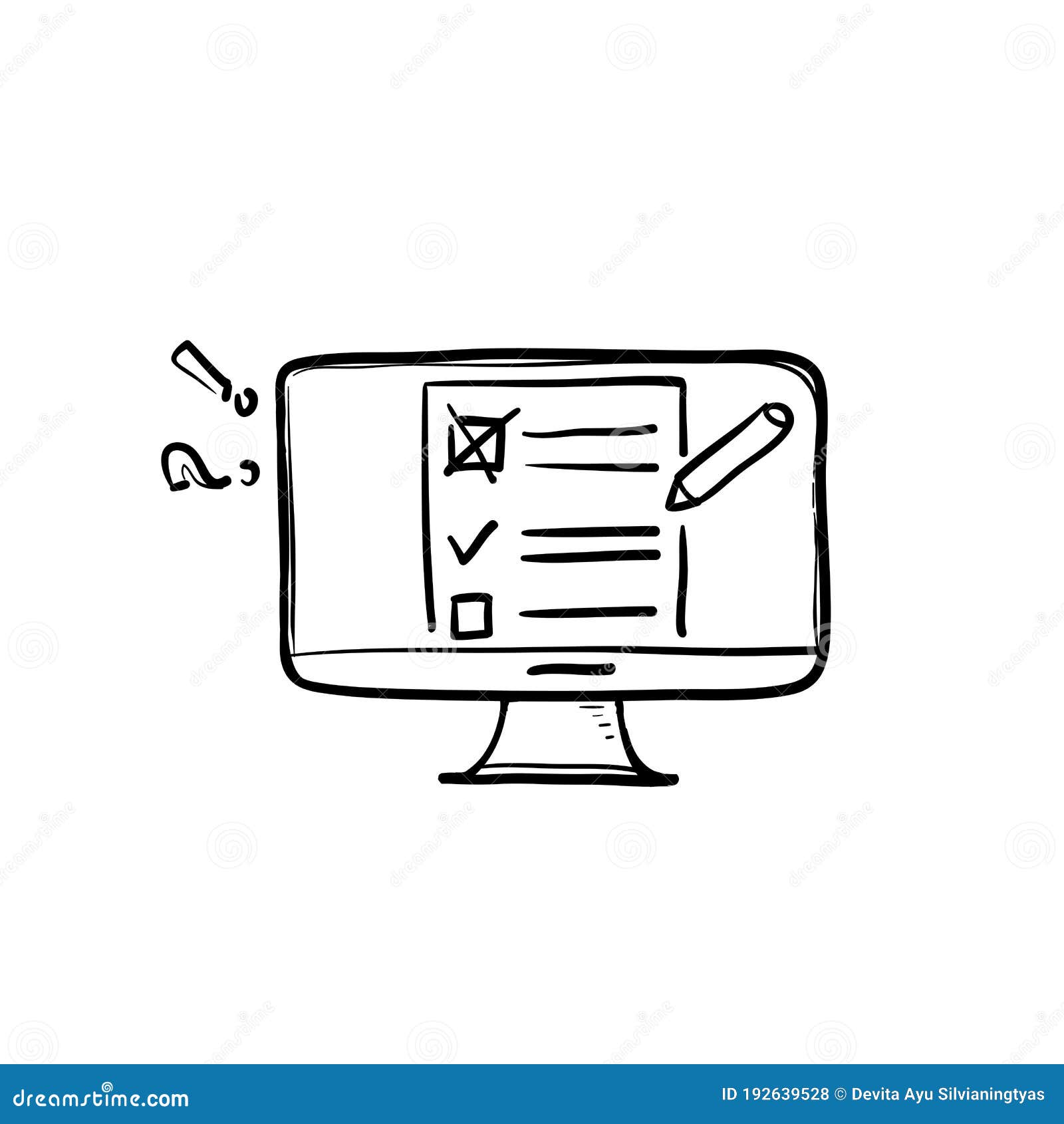 Hand Drawn Online Exam, Checklist and Pencil, Taking Test, Choosing ...