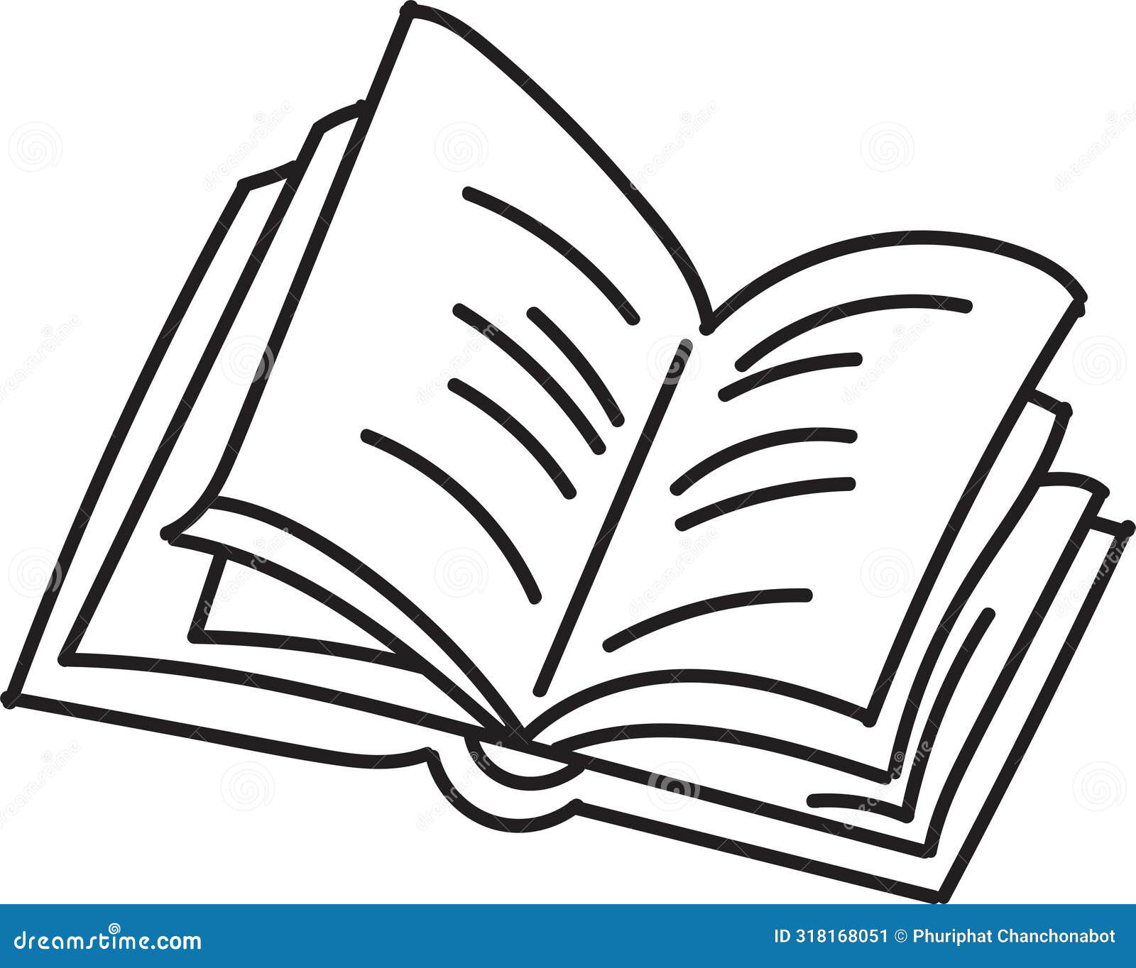 Hand Drawn Open Book in Flat Style Stock Vector - Illustration of ...