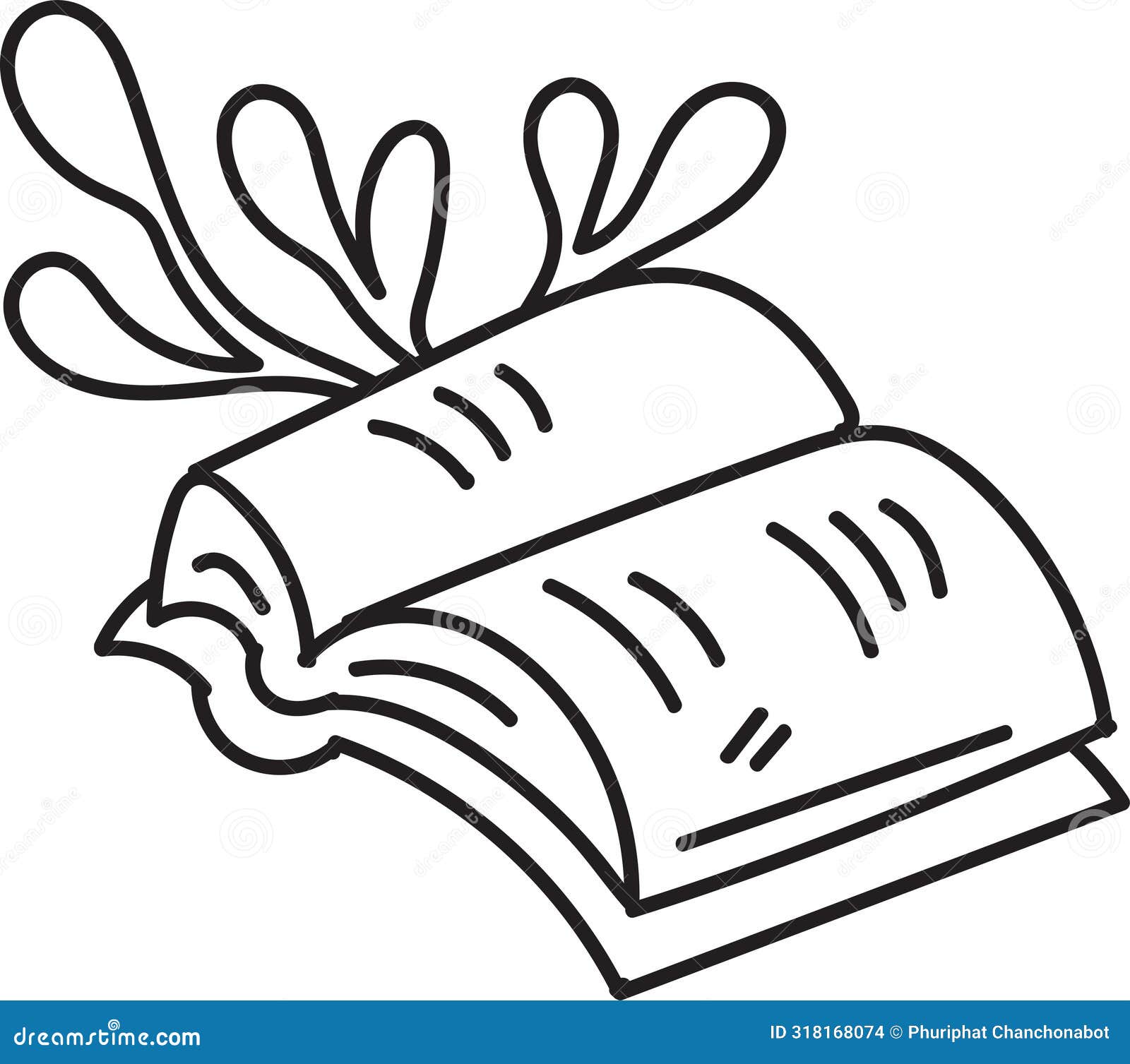 Hand Drawn Open Book in Flat Style Stock Vector - Illustration of page ...