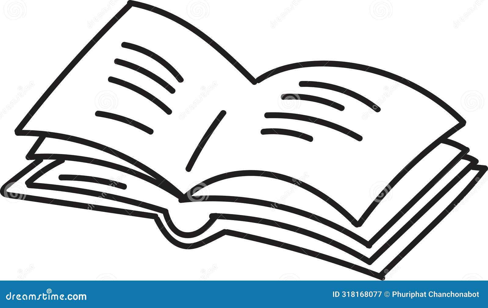 Hand Drawn Open Book in Flat Style Stock Vector - Illustration of ...