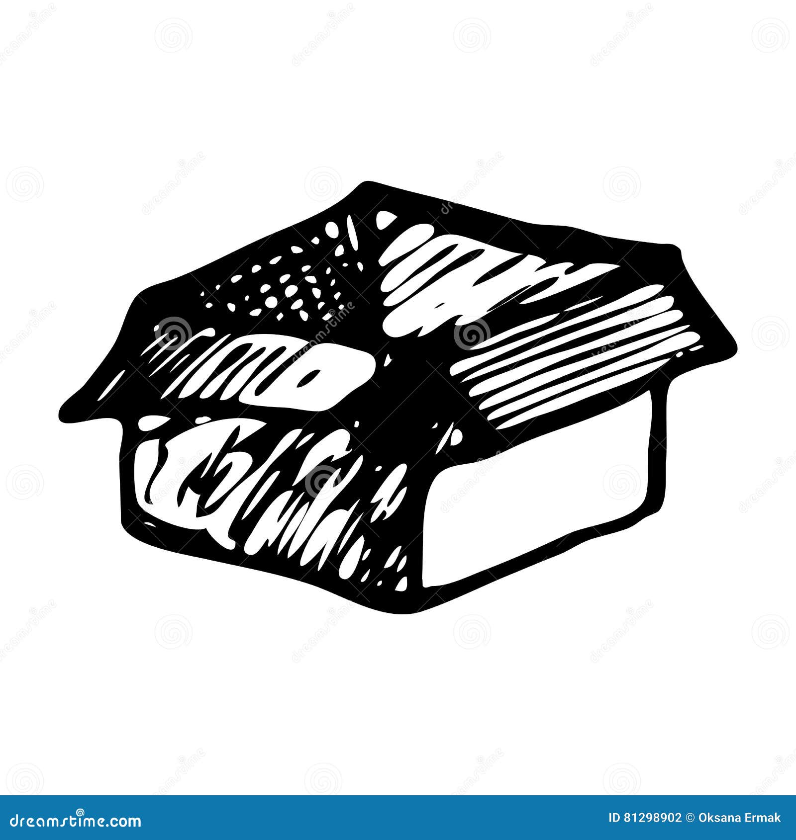Hand Drawn Open Box on White Background Stock Vector - Illustration of ...