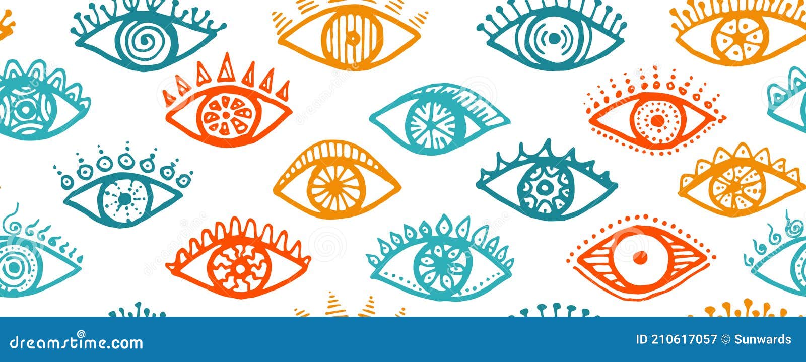 Hand Drawn Open Eyes Naive Endless Pattern Stock Vector - Illustration ...