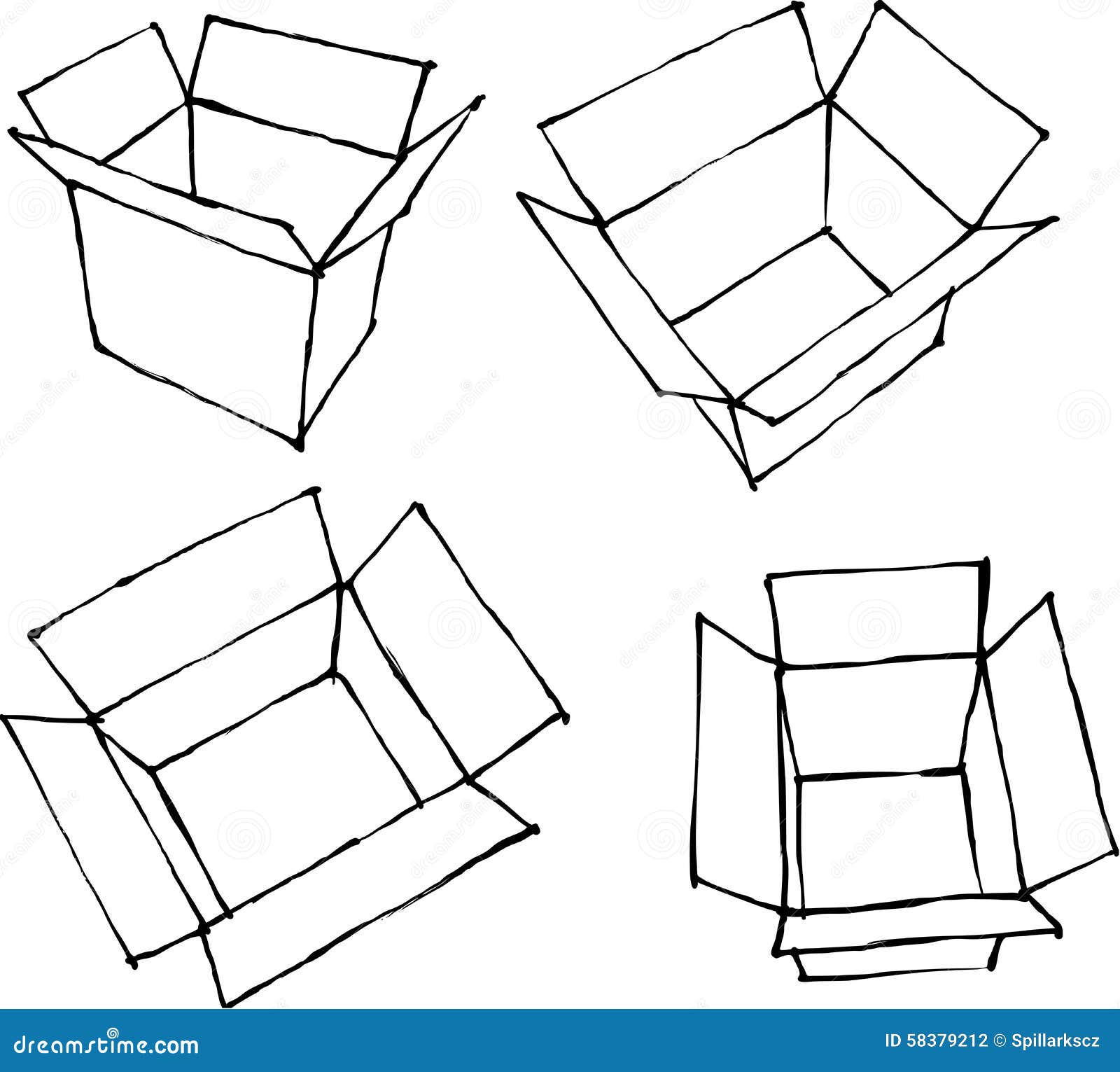 Hand Drawn Open White Boxes on White Stock Vector - Illustration of ...