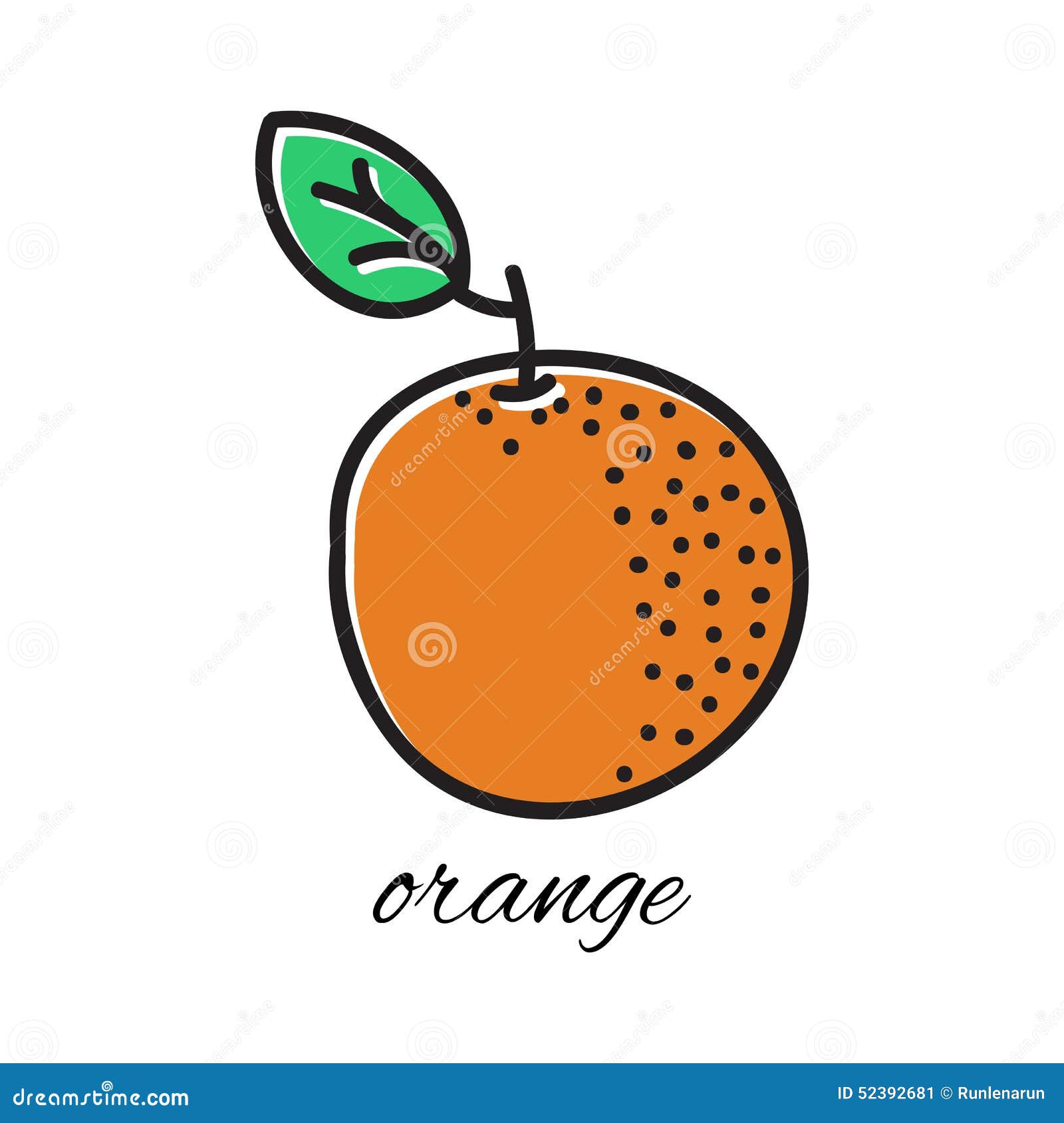 Hand Drawn Orange in Doodle Style. Vector Stock Vector - Illustration ...