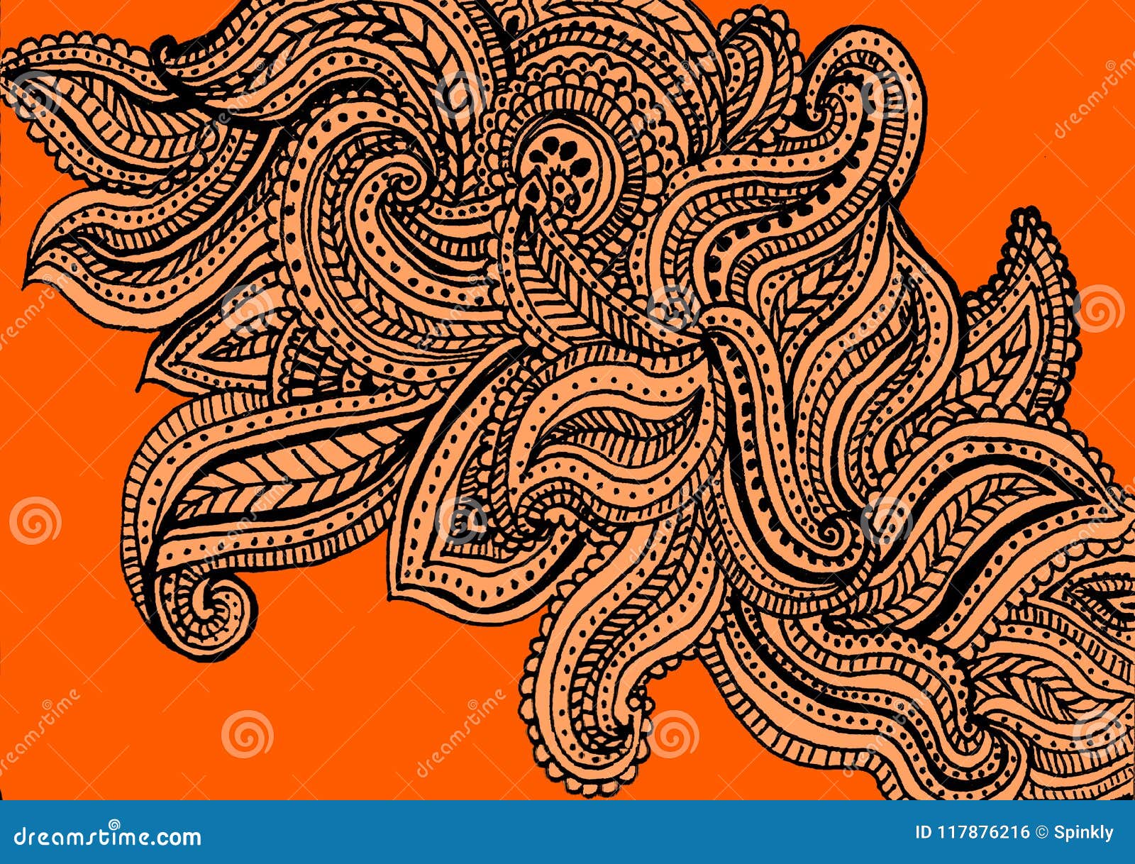 Orange Paisley Pattern Background Design Stock Illustration ...