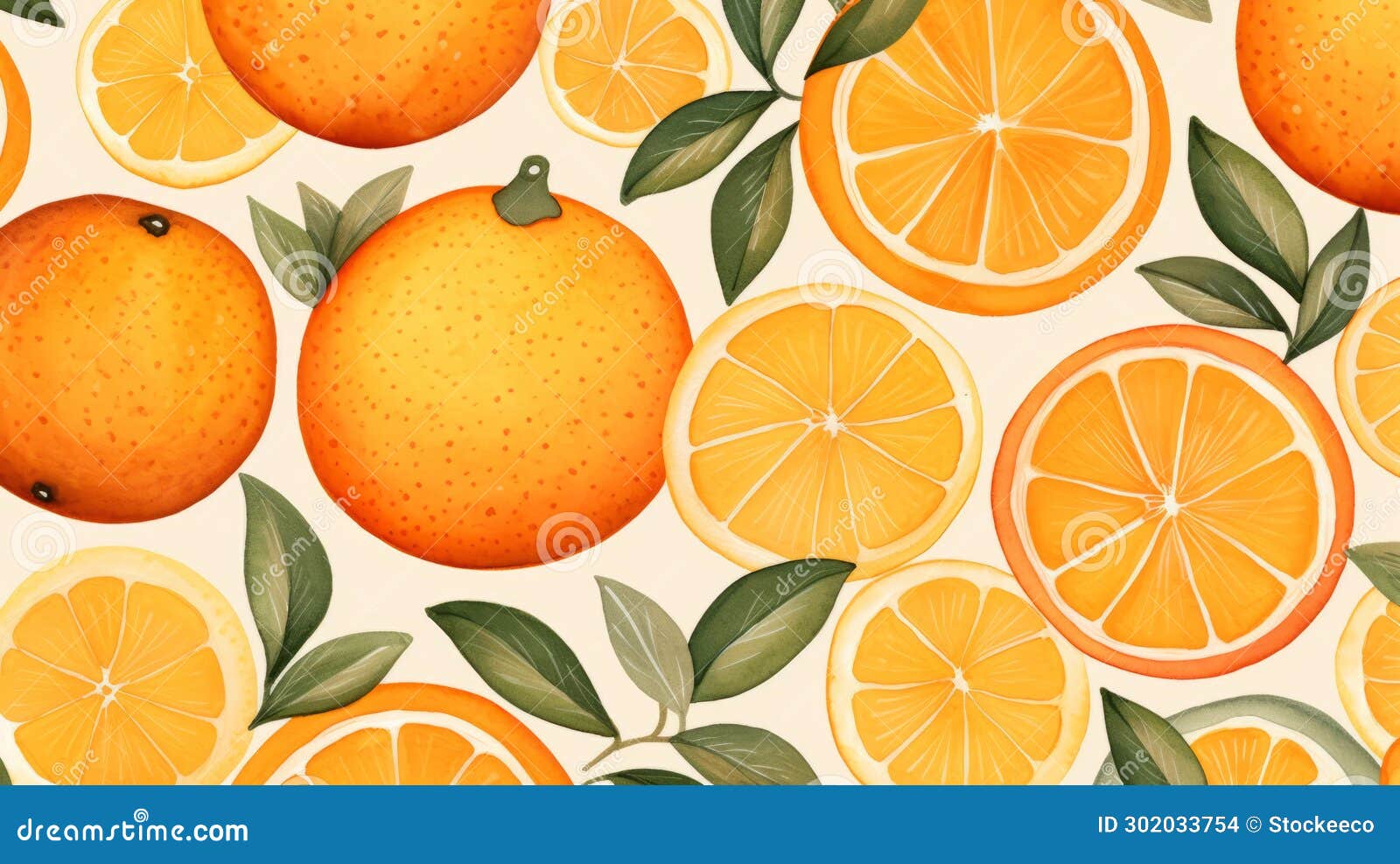Hand Drawn Oranges and Leaves Pattern Vector Graphic Stock Illustration ...