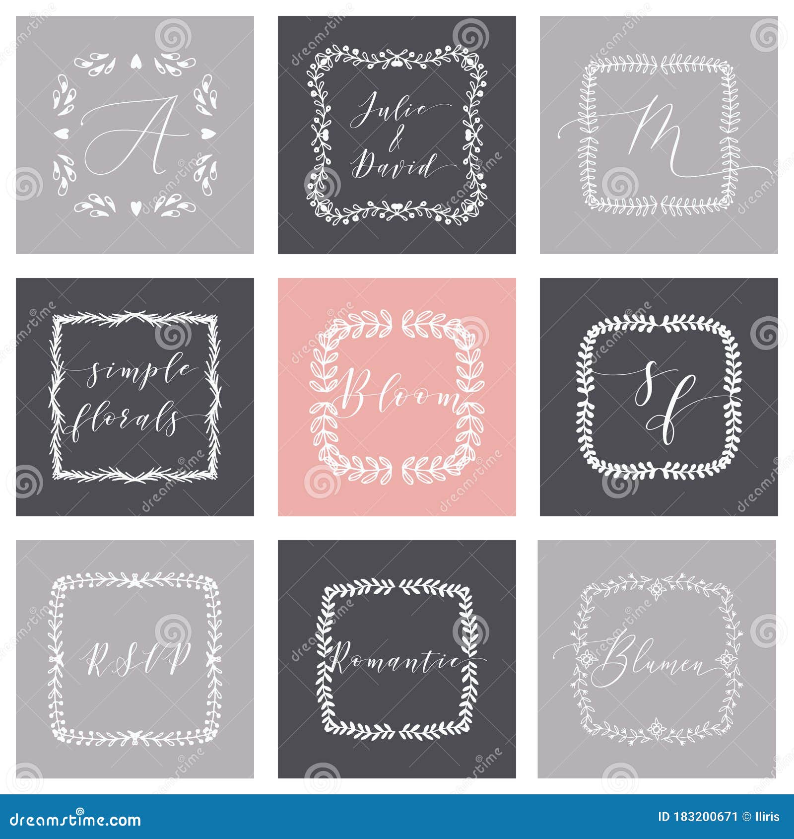 Hand Drawn Organic Frame. Vector Floral Logo Design. Stock Illustration ...