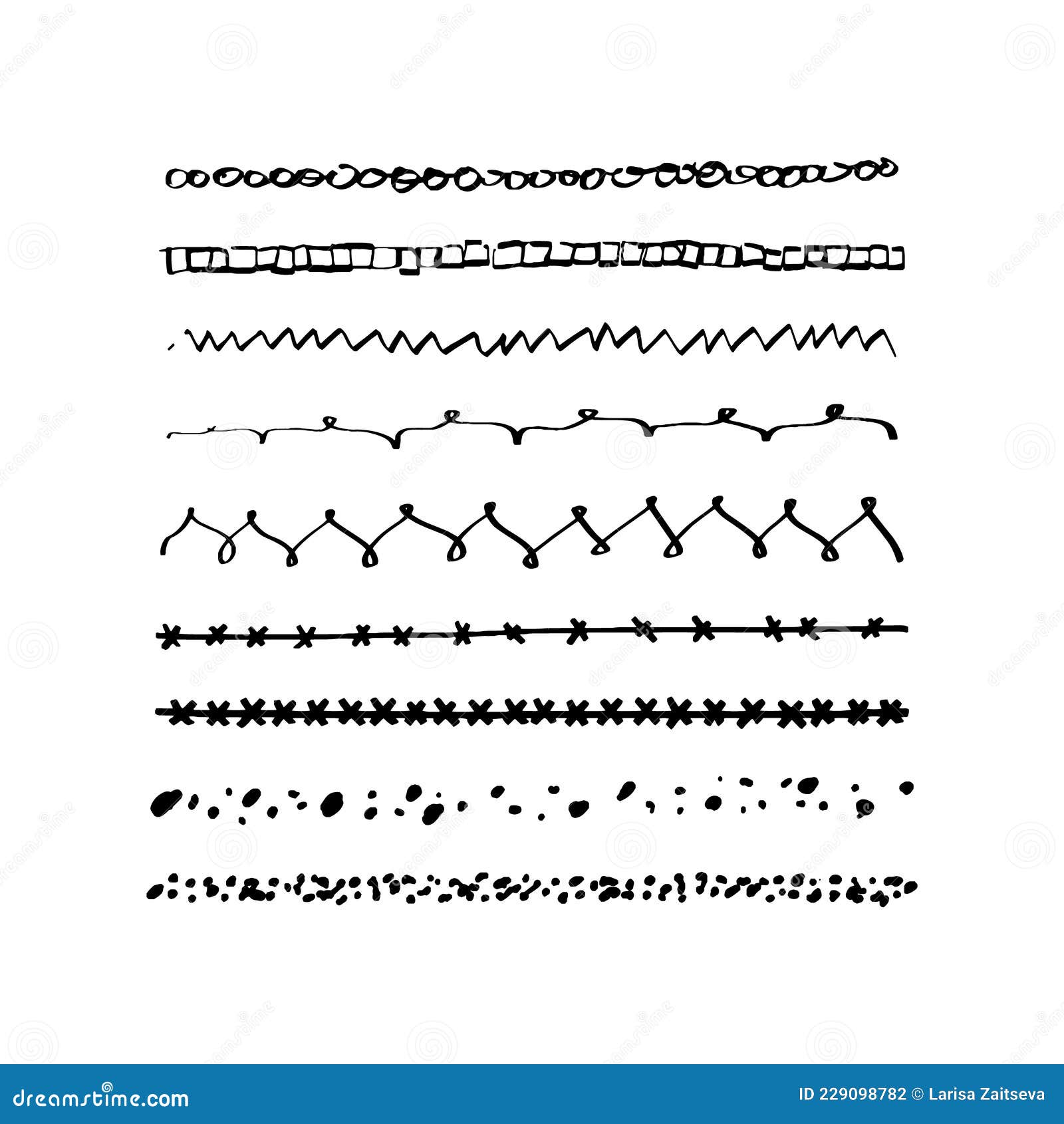 Hand-drawn Ornament Lines. a Set of Varied Line Patterns Stock Vector ...